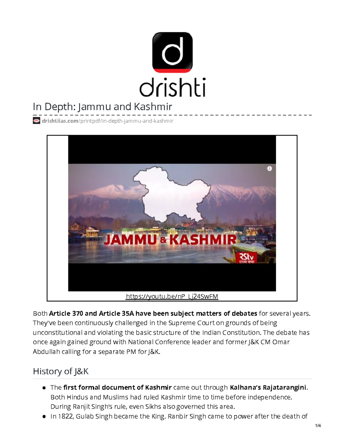 In depth jammu and kashmir - In Depth: Jammu and Kashmir drishtiias - Studocu