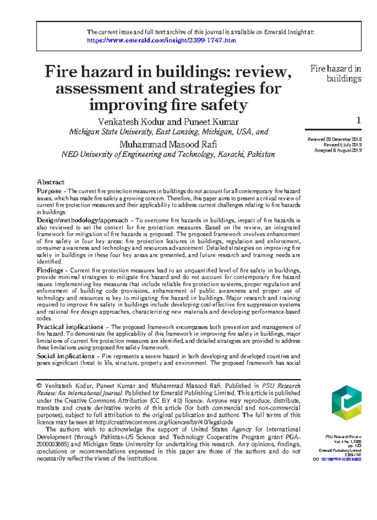 Fire hazard detection article - Fire hazard in buildings: review ...