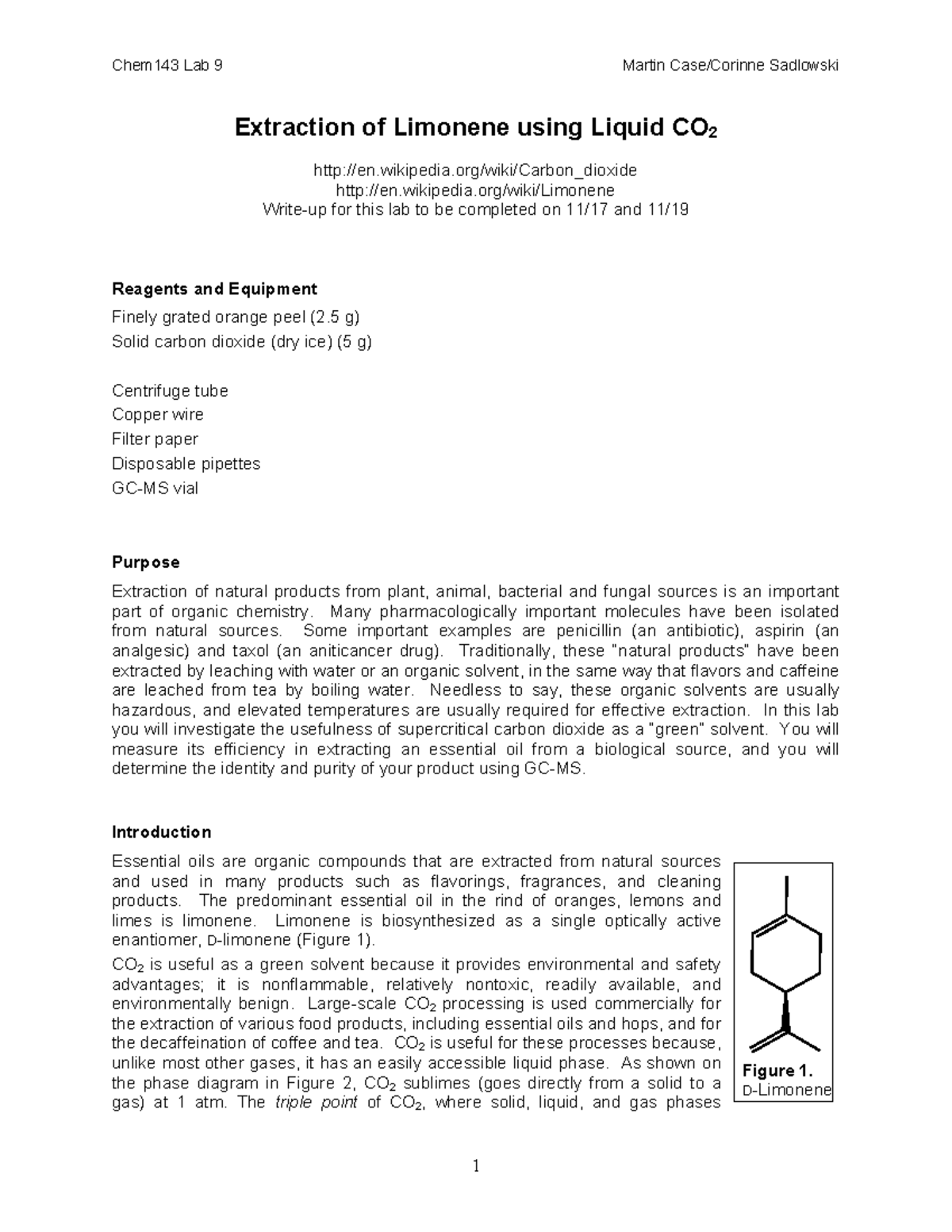 Practical, attachment - Extraction of Limonene using Liquid CO2 ...