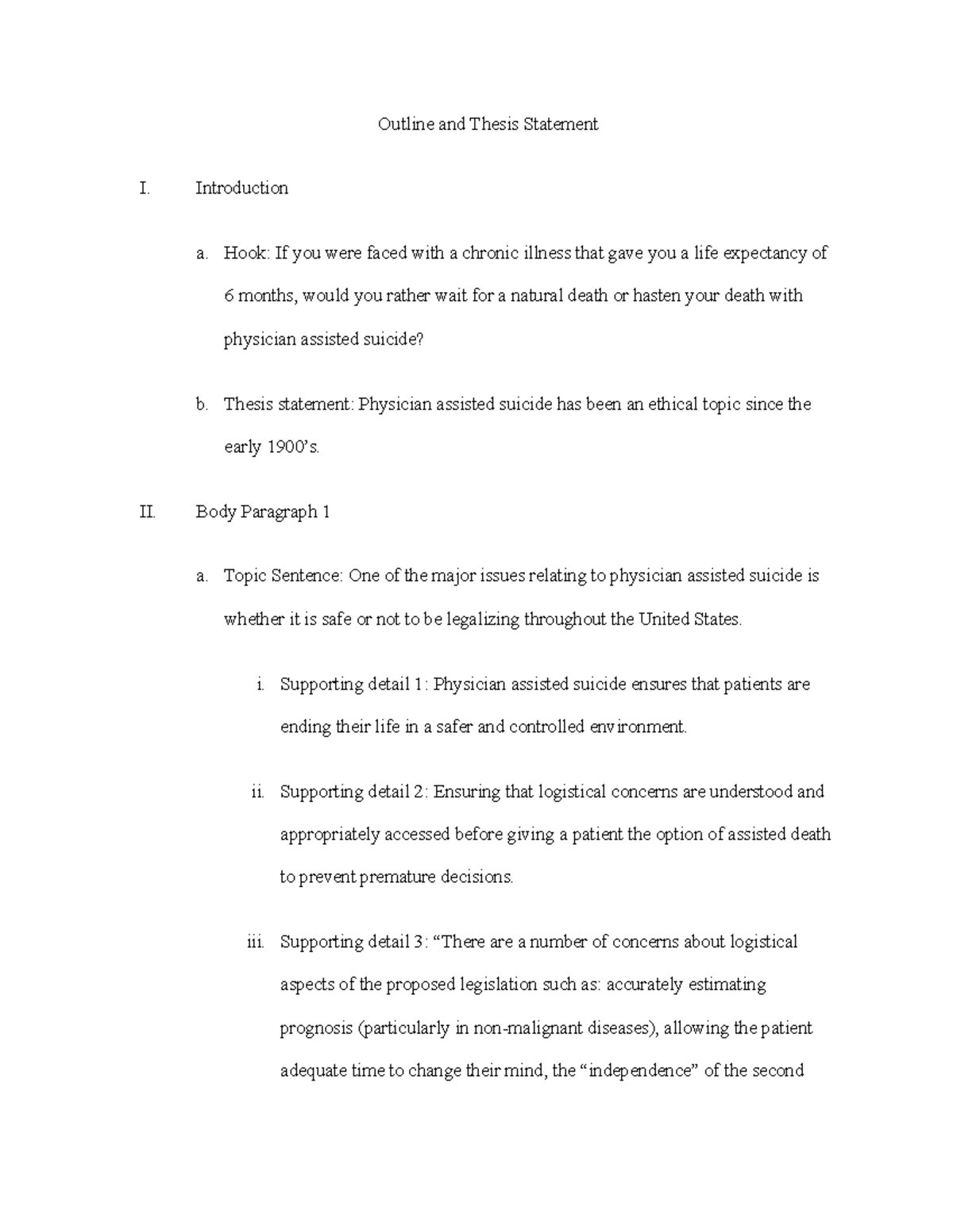 Outline and thesis statement - Informative paper - Outline and Thesis ...