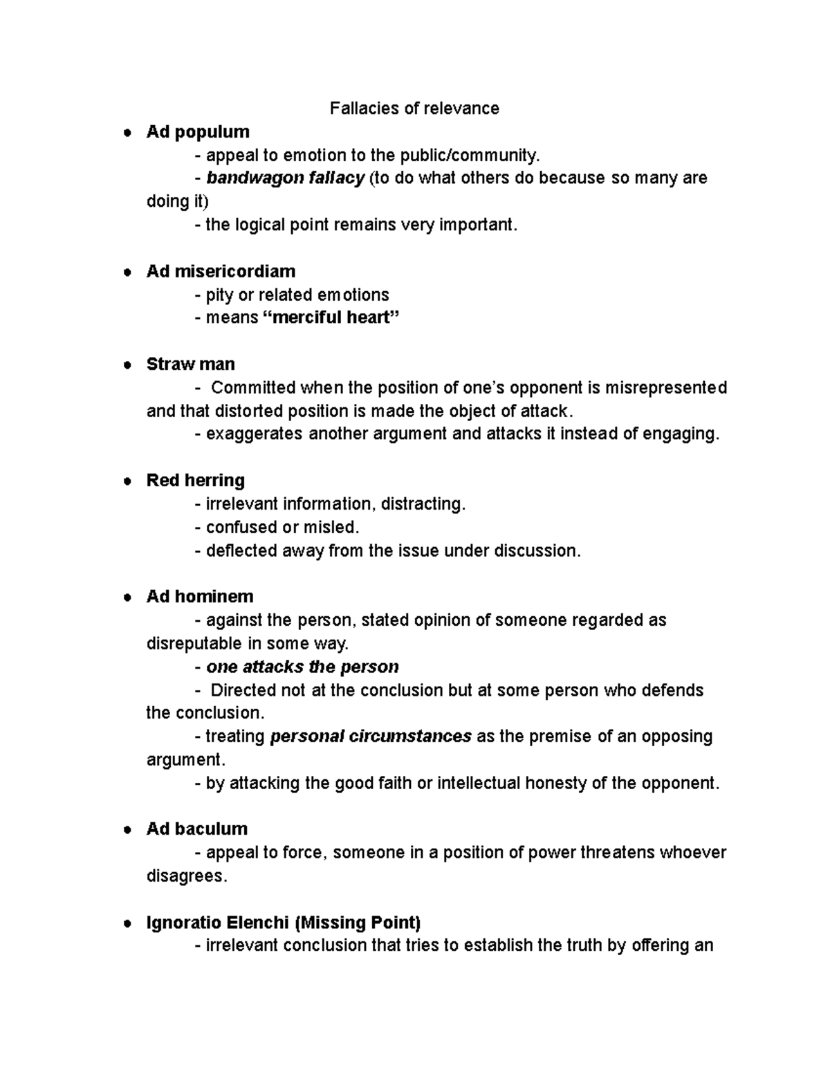 Fallacies of relevance - bandwagon fallacy (to do what others do ...