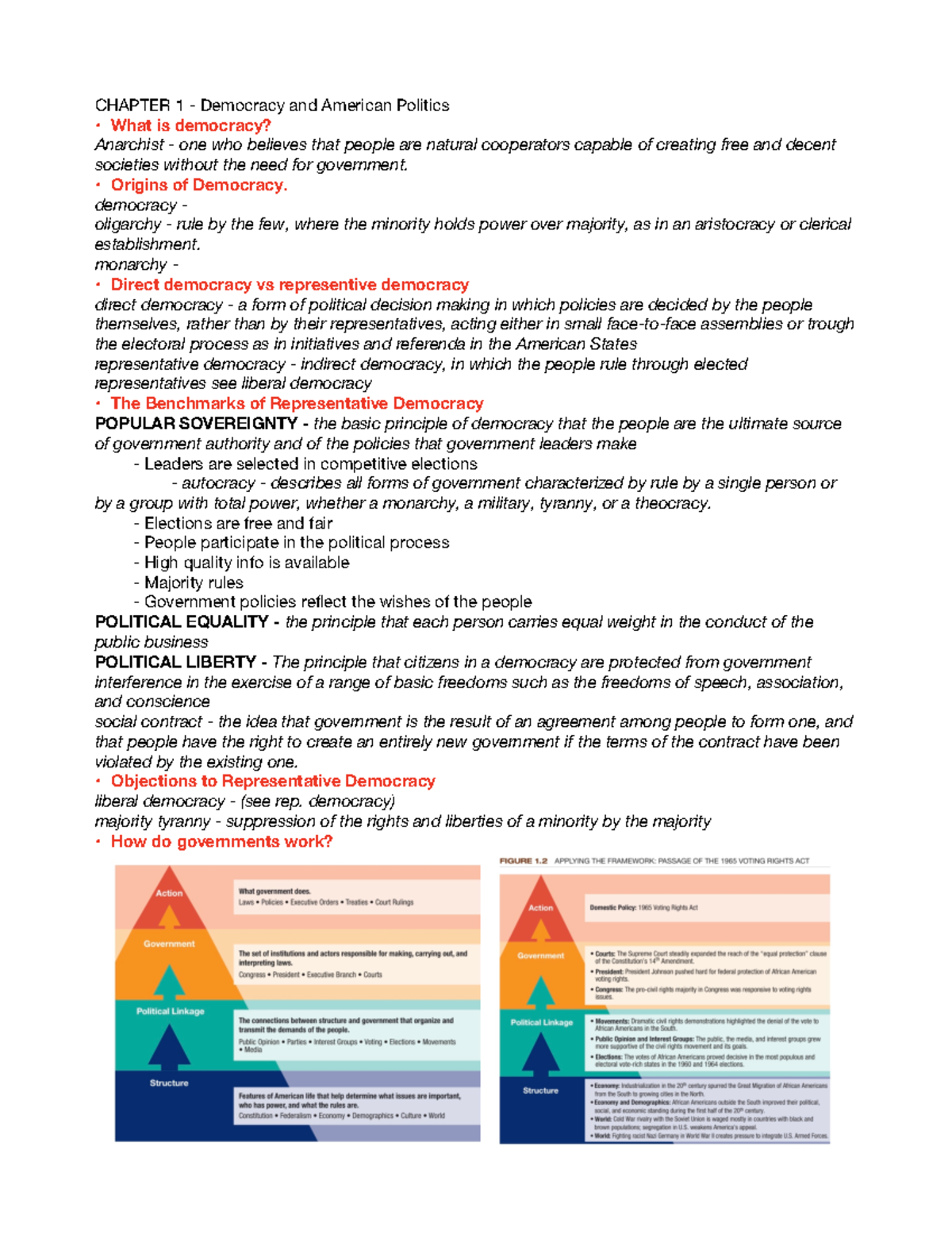 Greenberg and Page Notes - CHAPTER 1 - Democracy and American Politics ...