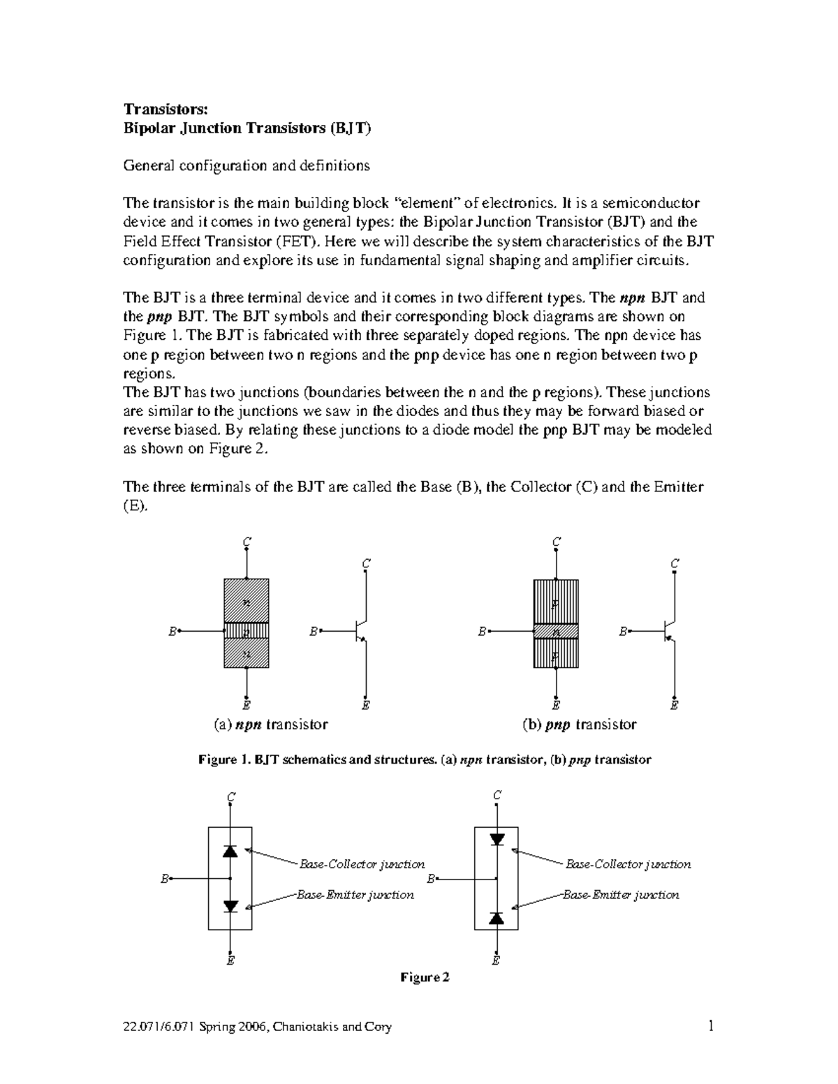 Transistors bjt - notes on bjt - Transistors: Bipolar Junction ...