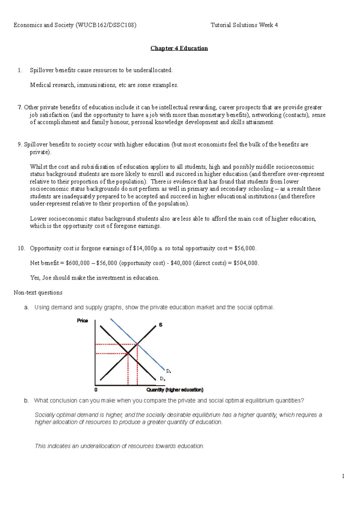 Week 4 Solutions - Economics and Society (WUCB162/DSSC108) Tutorial ...