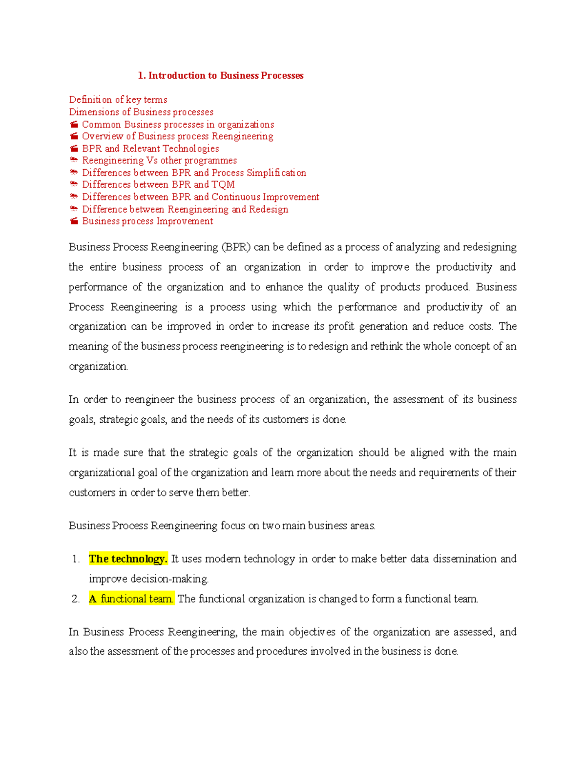 Topic 1 Introduction to Business Processes - Introduction to Business ...