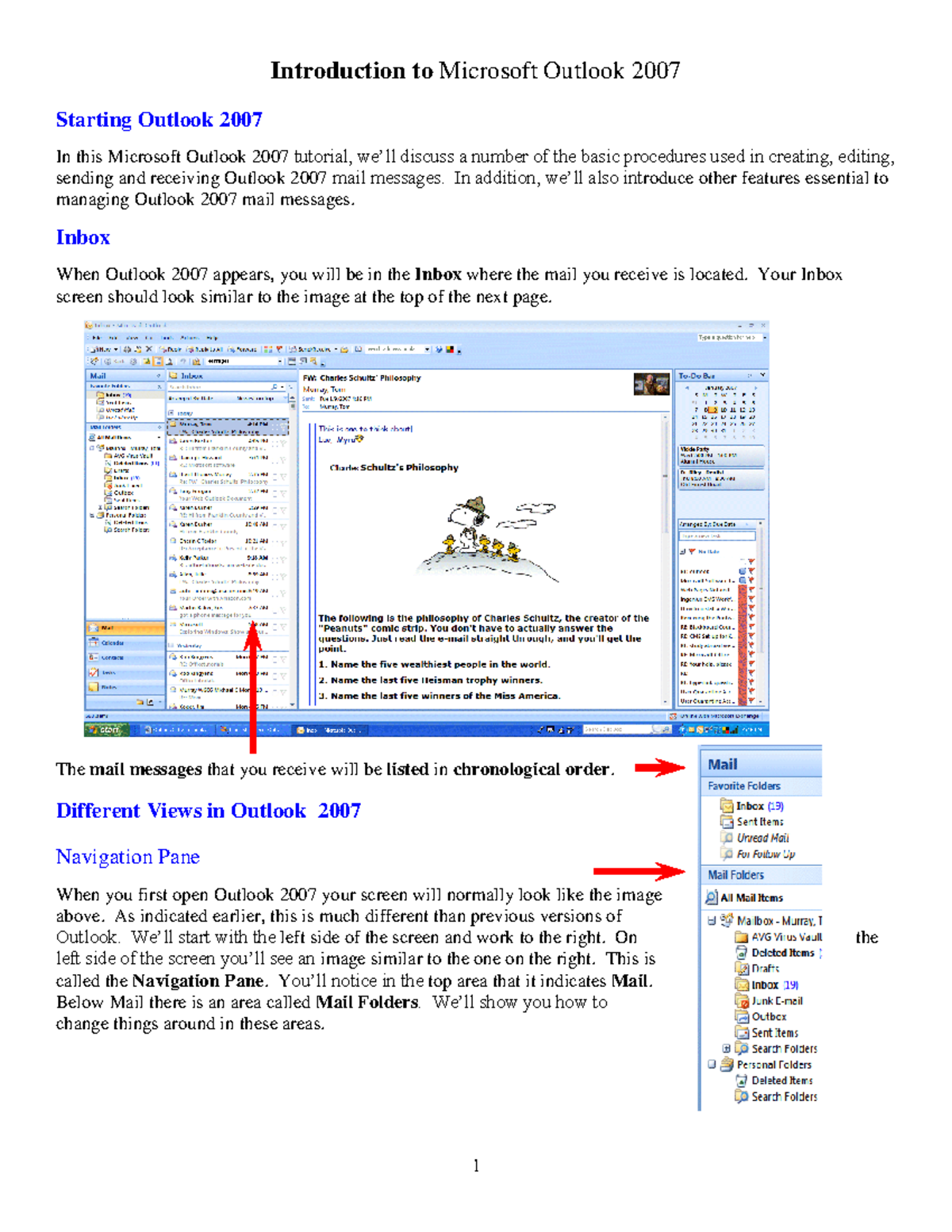 MS outlook-2007 - Introduction to Microsoft Outlook 2007 Starting ...