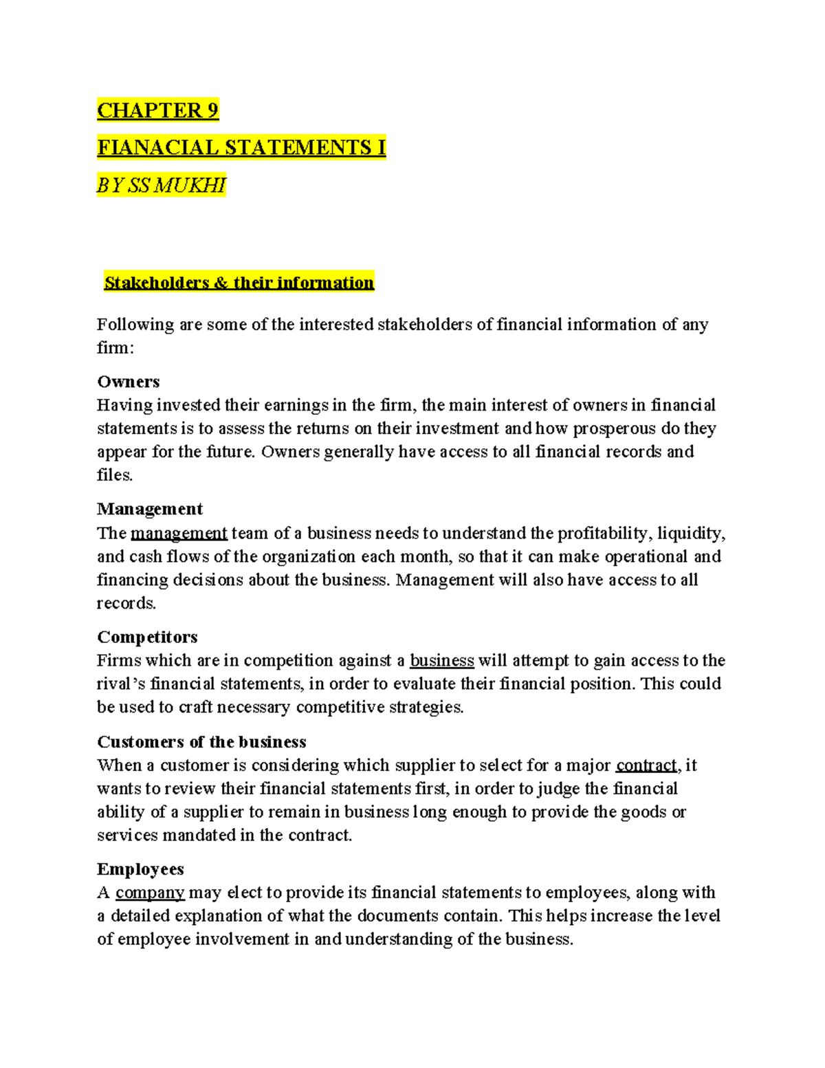 ACT XI Chapter 9 Financial Statements I - CHAPTER 9 FIANACIAL ...
