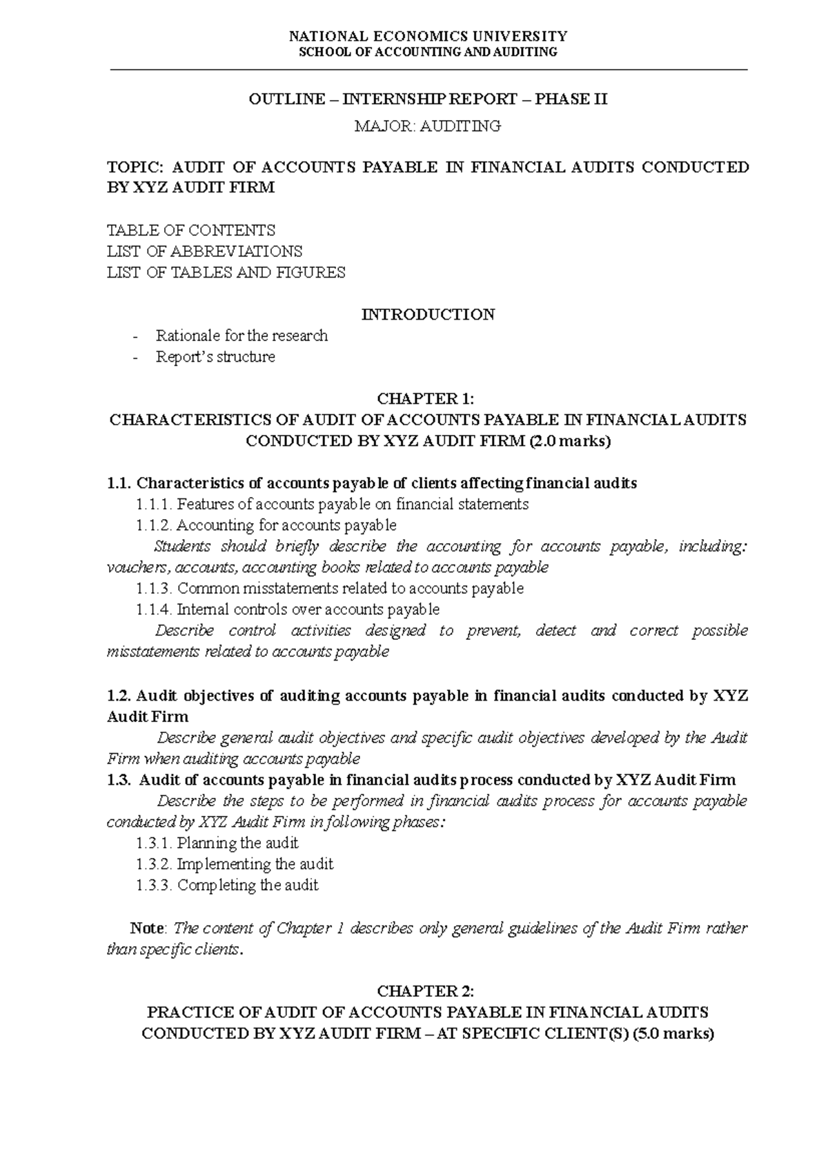 11 Outline - Audit of accounts payable - NATIONAL ECONOMICS UNIVERSITY ...