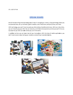 STS ACT # 4 - about all society and history - STS – ACTIVITY DREAM ...