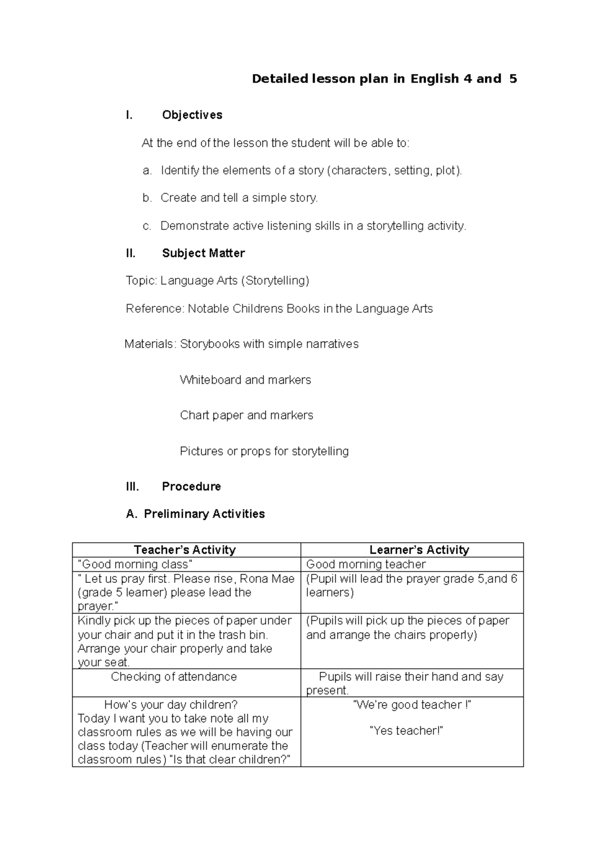 Detailed Lesson PLAN Multigrade- Class - Detailed lesson plan in ...