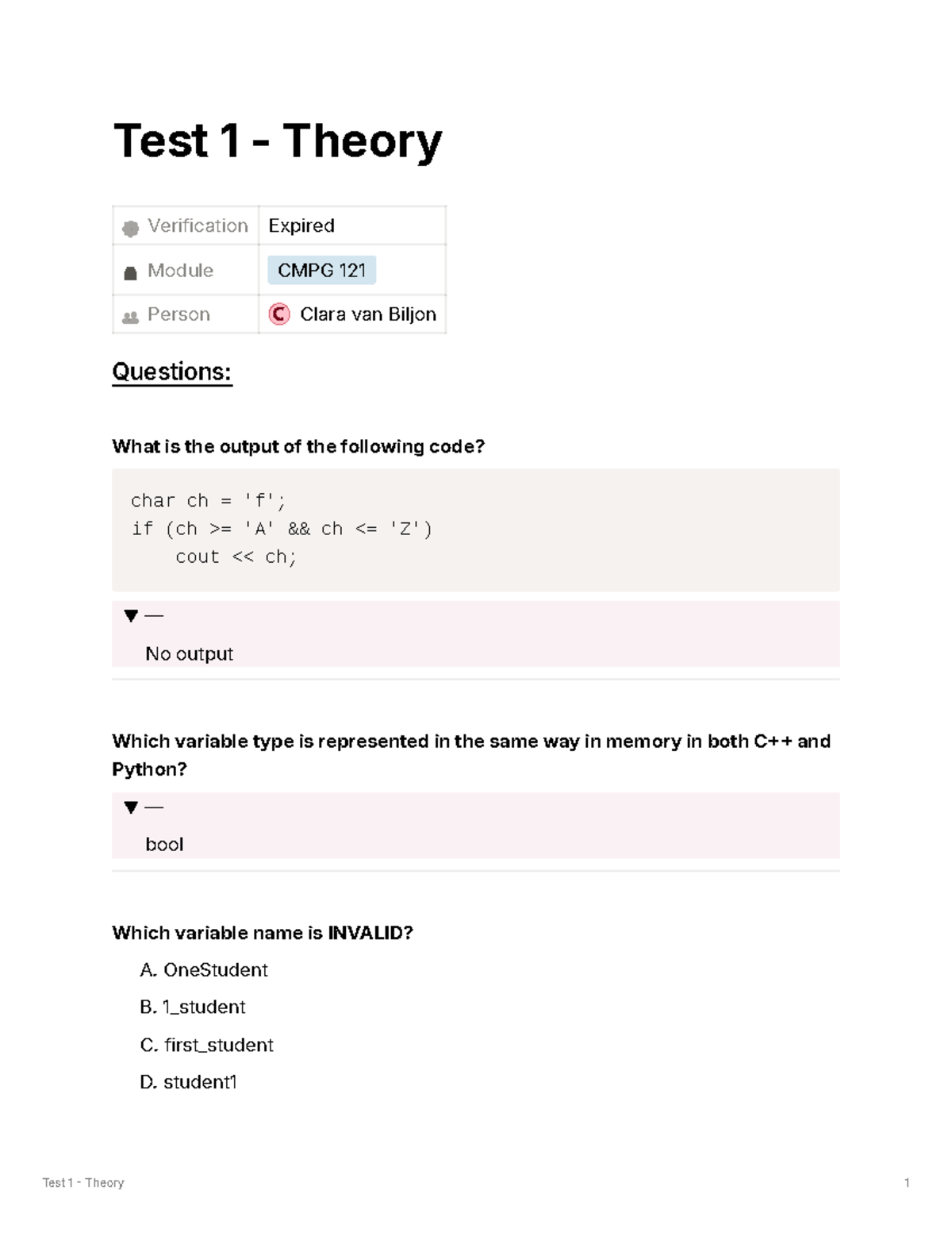 Test1 Theory cmpg 121 - Test 1 - Theory Verification Expired Module ...