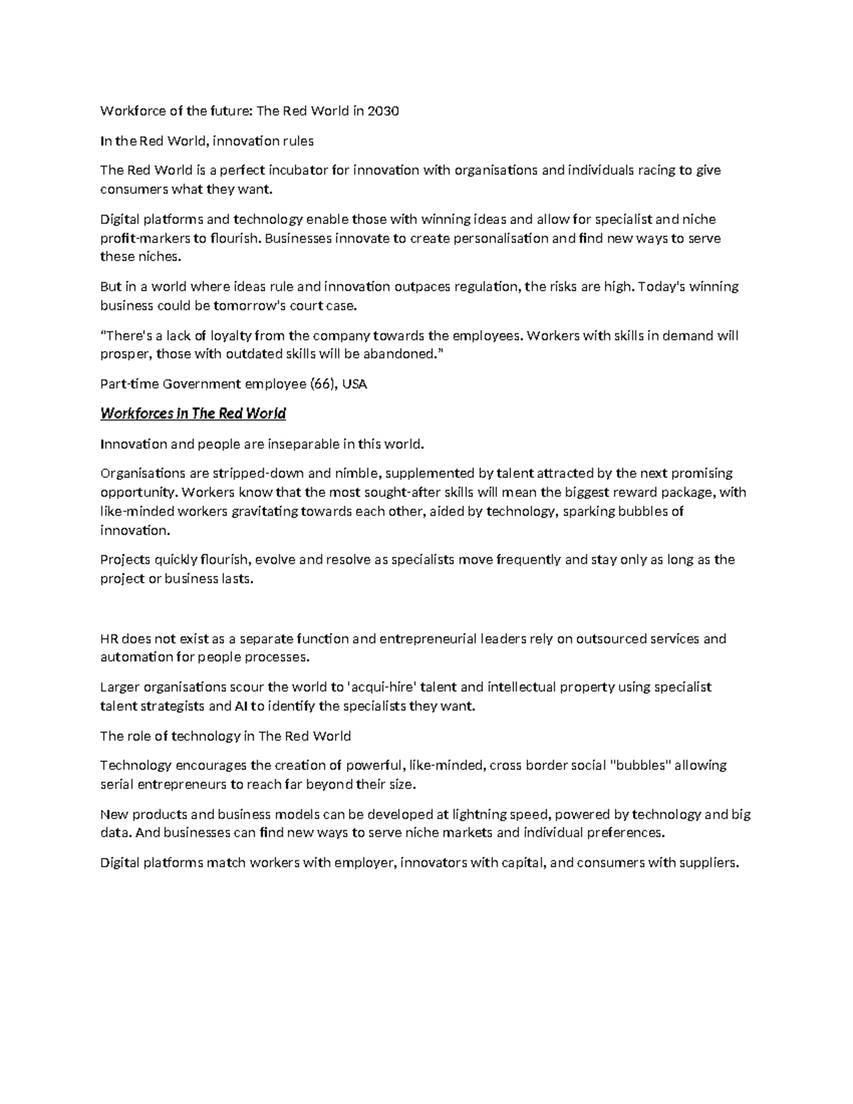 4worlds of Workforce of the future - Workforce of the future: The Red ...