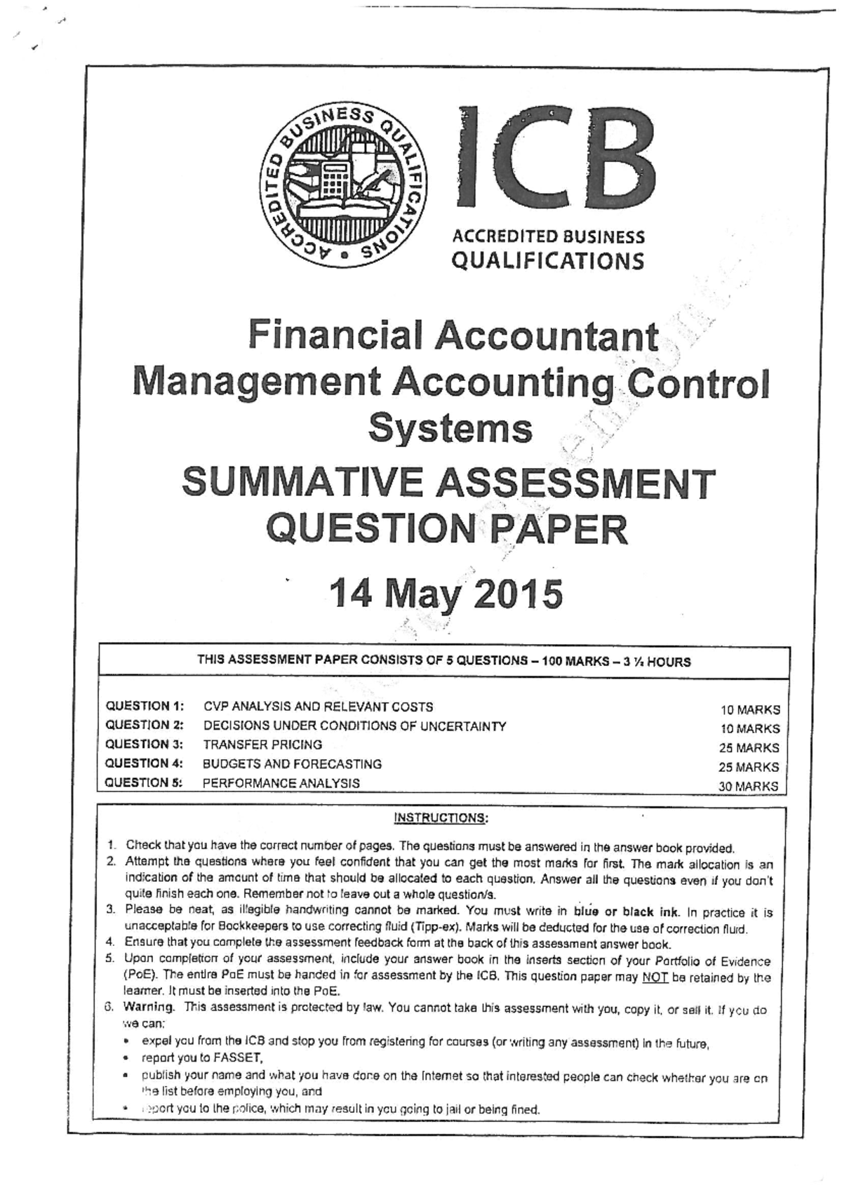 MACS - 14 May 2015 - notes - BUSINESS ICB ACCREDITED BUSINESS ...