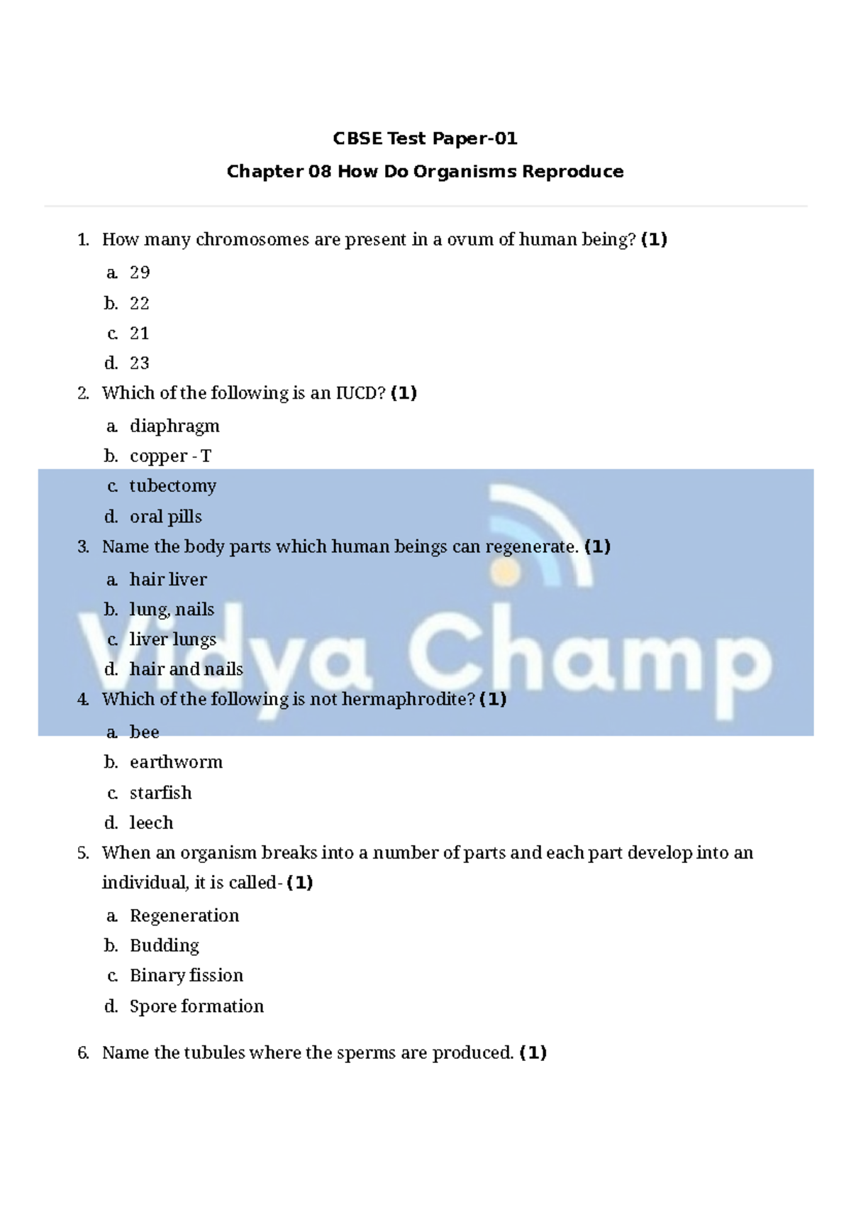 Biology worksheets class 10 practical worksheets - CBSE Test Paper ...