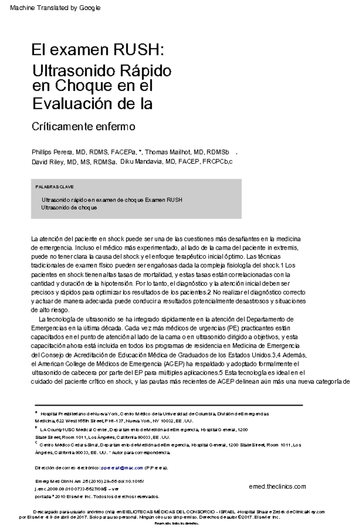 1 - PROTOCOLO RUSH - Ultrasonido rápido en examen de choque Examen RUSH ...