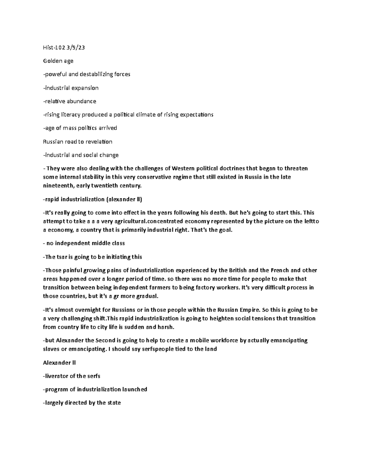 History notes WEEK Eight - Hist-102 3/9/ Golden age -poweful and ...