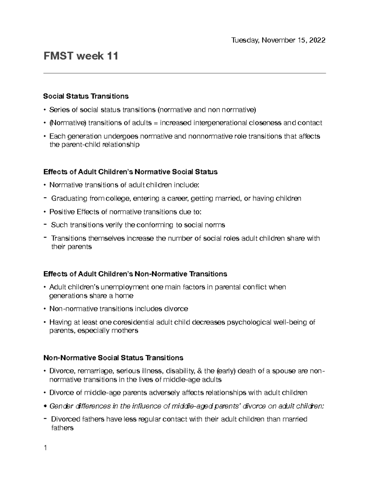 FMST week 11 8.18.25 PM - notes - FMST week 11 Social Status ...