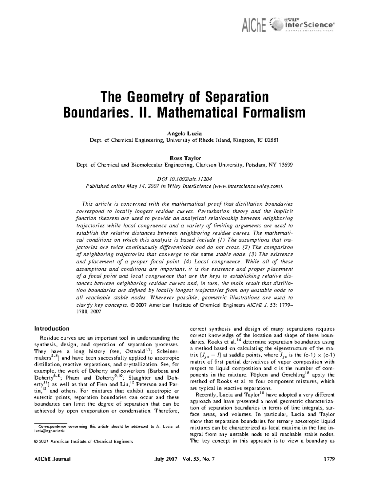 The geometry of separation boundaries II - The Geometry of Separation ...