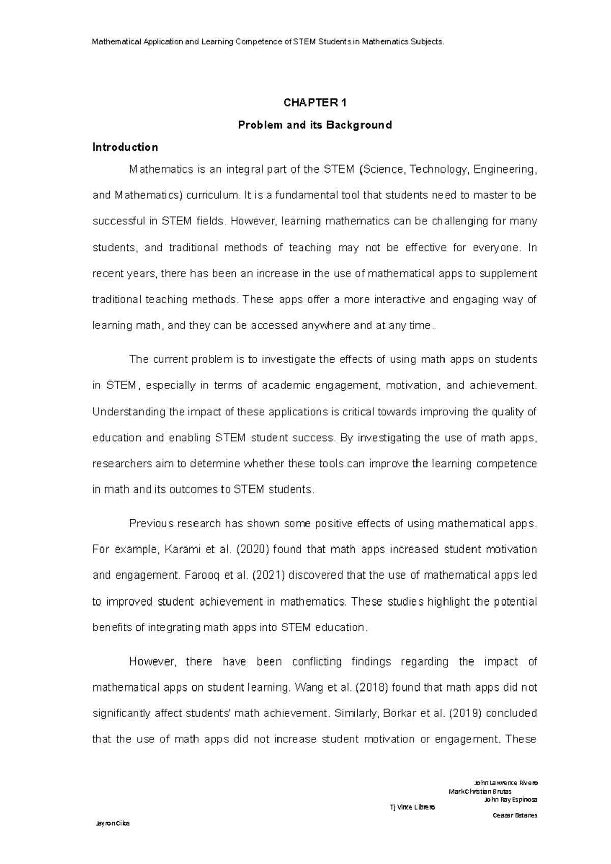 Finall Chapter I V - none - CHAPTER 1 Problem and its Background ...