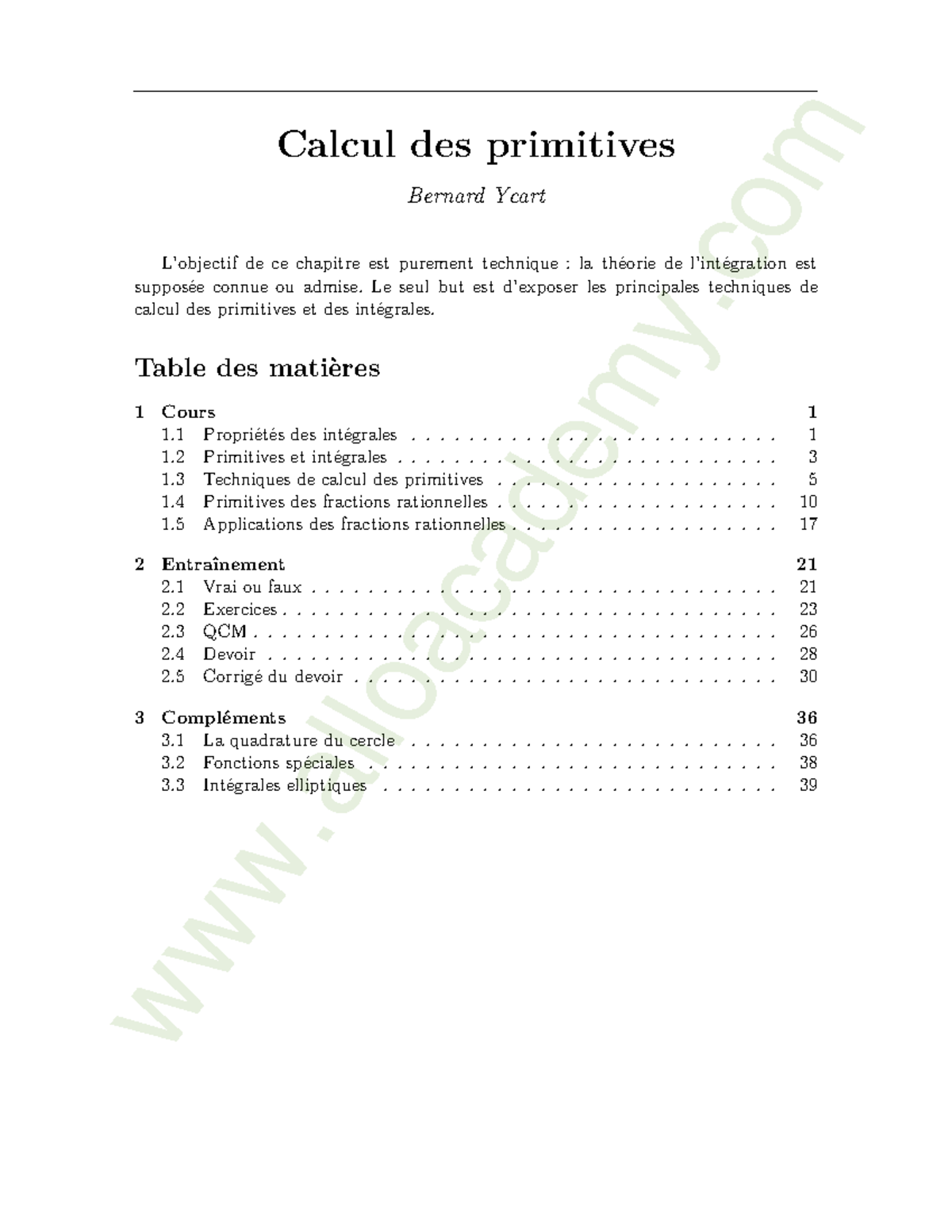 1Primitive-cours 4(www - Calcul des primitives Bernard Ycart L’objectif ...