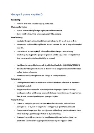 Geografi VG1 - Kapittel 3 - Ytre krefter og landformer - Geograi VG1 – Kapittel 3 - Ytre krefter ...
