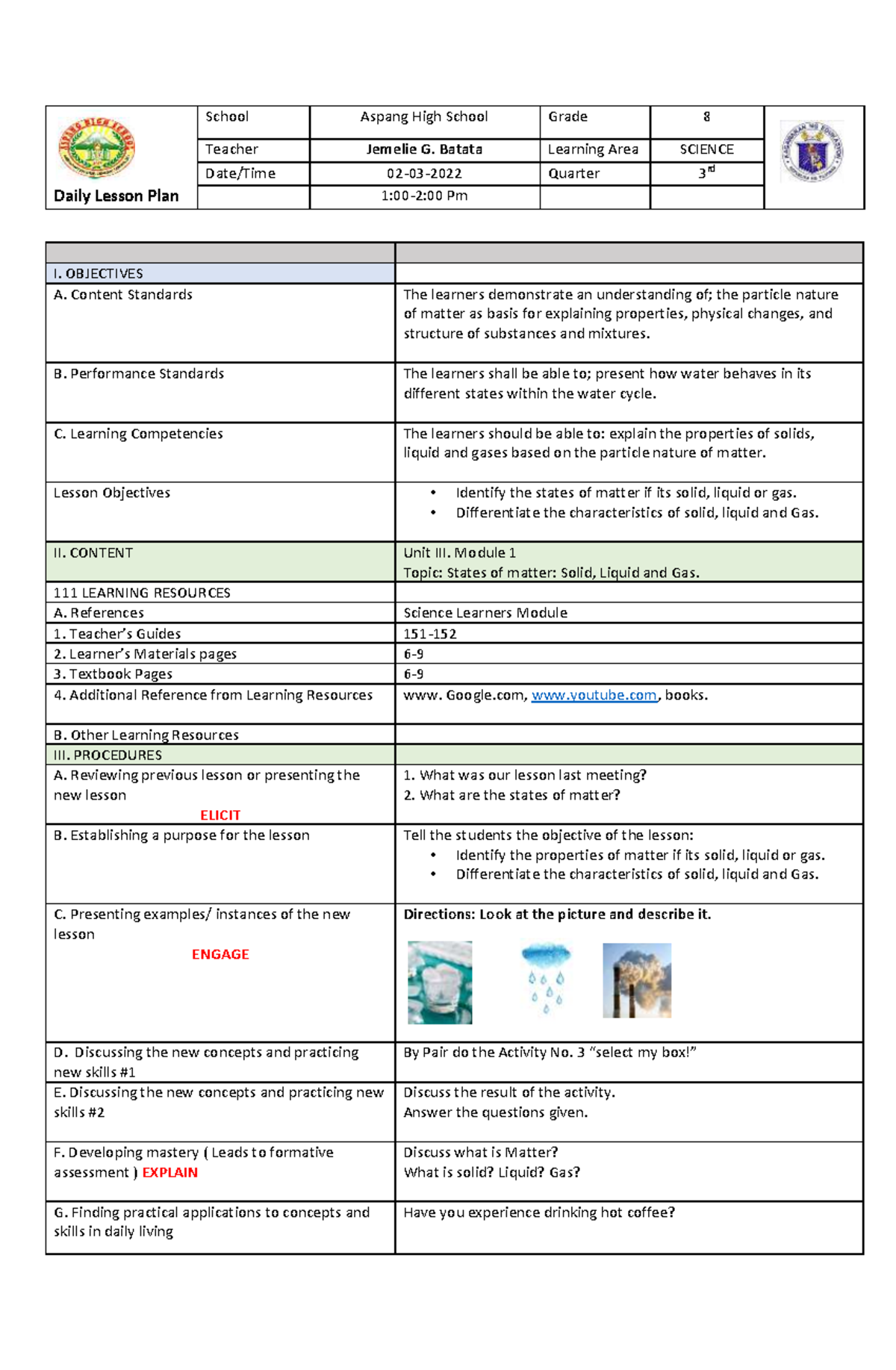 7 es lesson plan matter 230317021242 e4f89a00 - Daily Lesson Plan ...