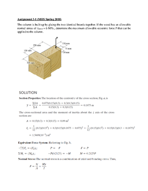 Mechanics of Solids Formula Sheet and Properties of Materials - Shear ...