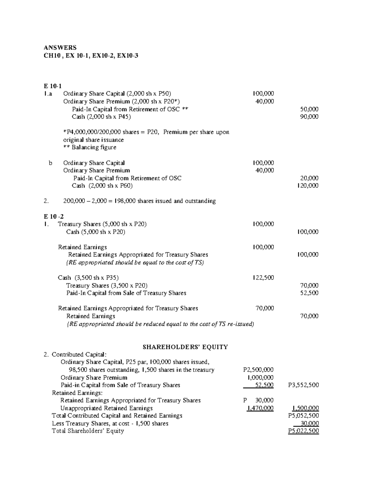 Sample/practice exam 7 July 2019, answers - ANSWERS CH10 , EX 10-1 ...