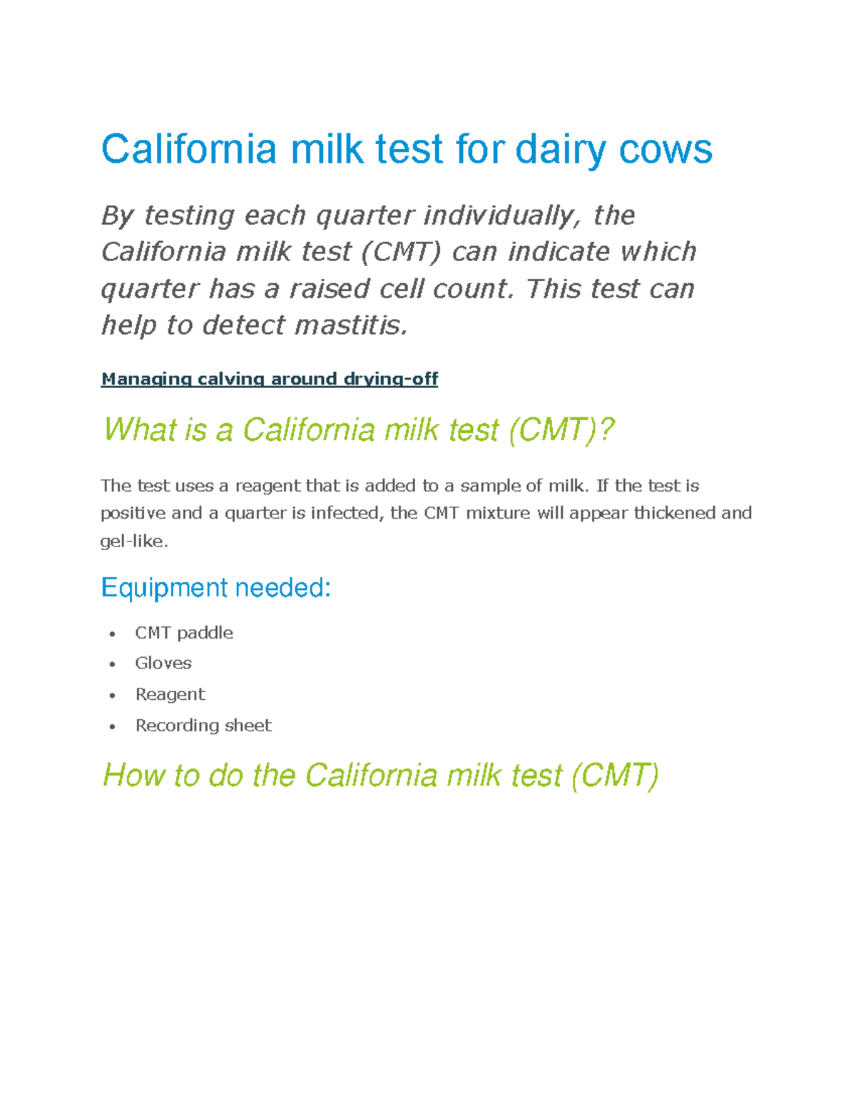 CMT - forming processes - California milk test for dairy cows By ...