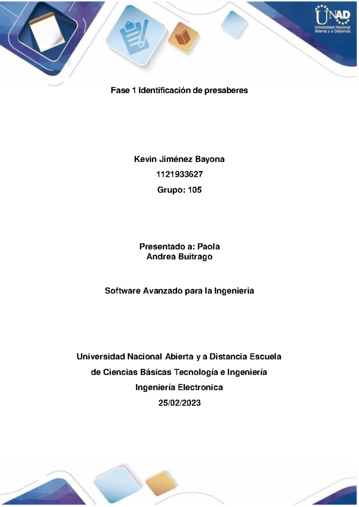 Fase1 Kevin Jimenez Bayona Softwareavanzadoparalaingenieria 105 - Fase ...