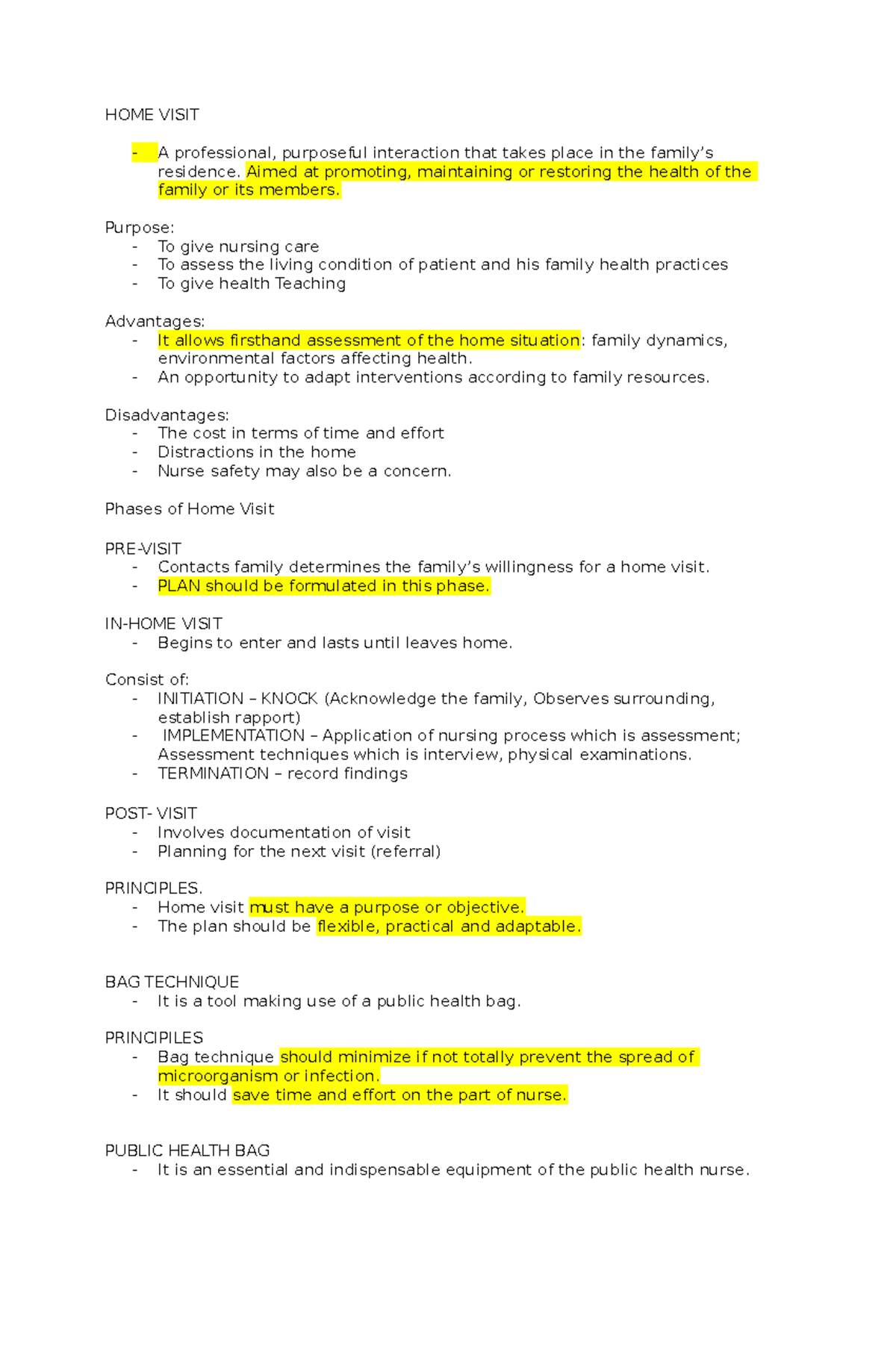 Homevisit - Different phases of Chn - HOME VISIT A professional ...