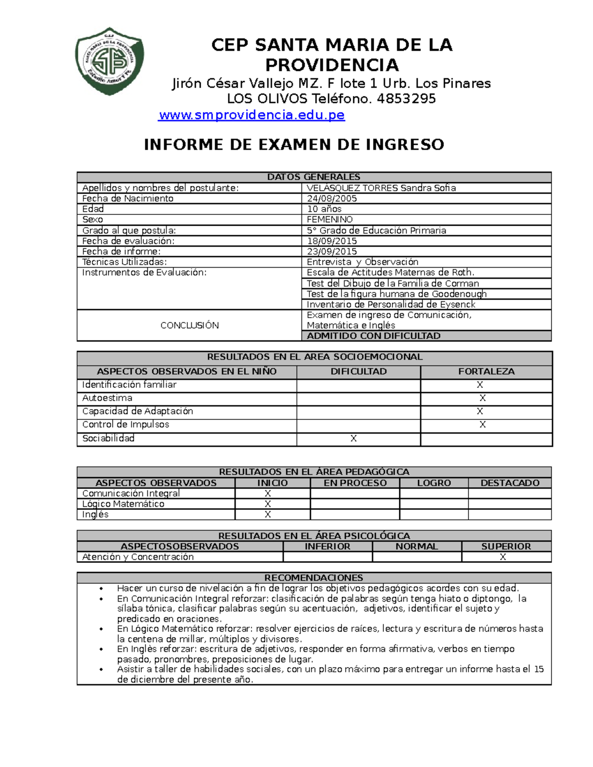 2016 00390001 - DOCUMENTO - CEP SANTA MARIA DE LA PROVIDENCIA Jirón ...