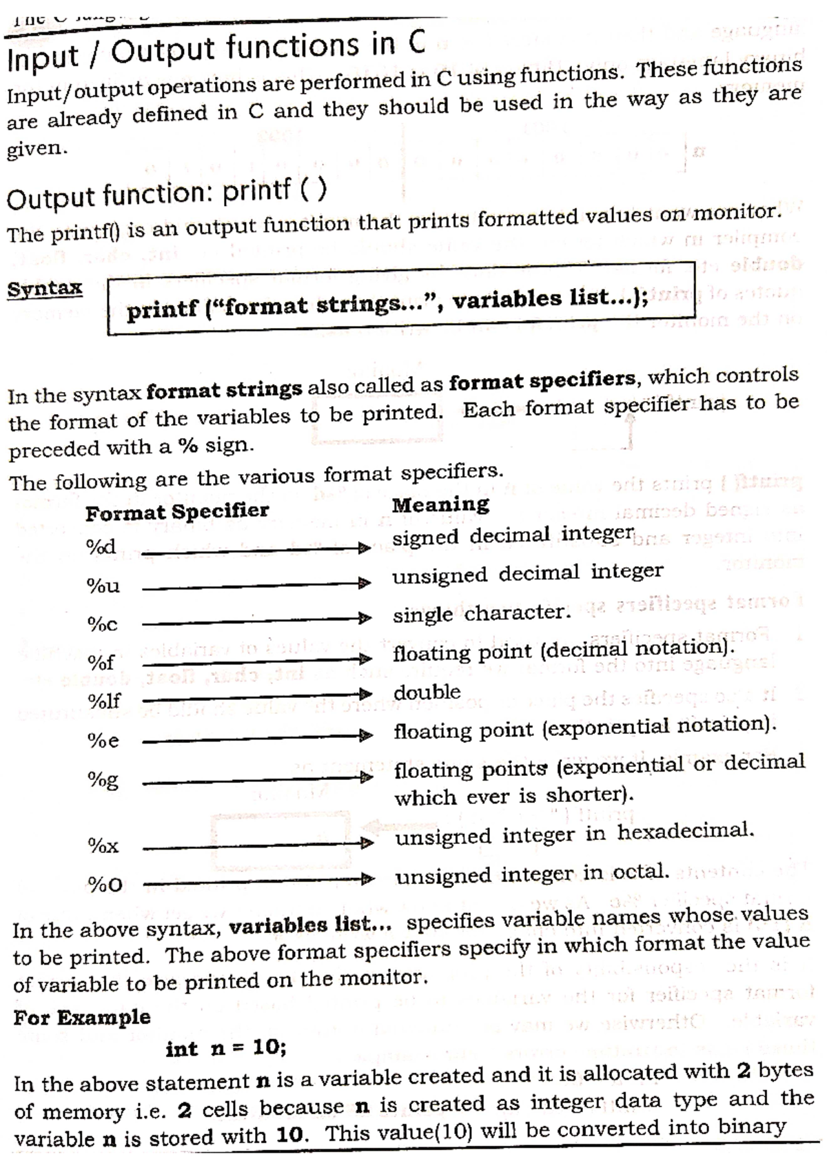 C notes 4 - Perfect - Computer science - Studocu