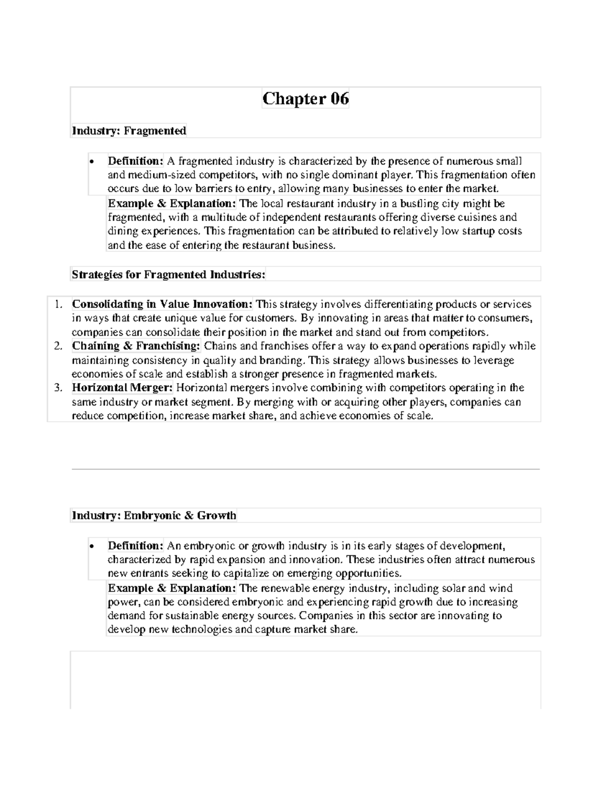 Final SM - Chapter 06 Industry: Fragmented Definition: A fragmented ...