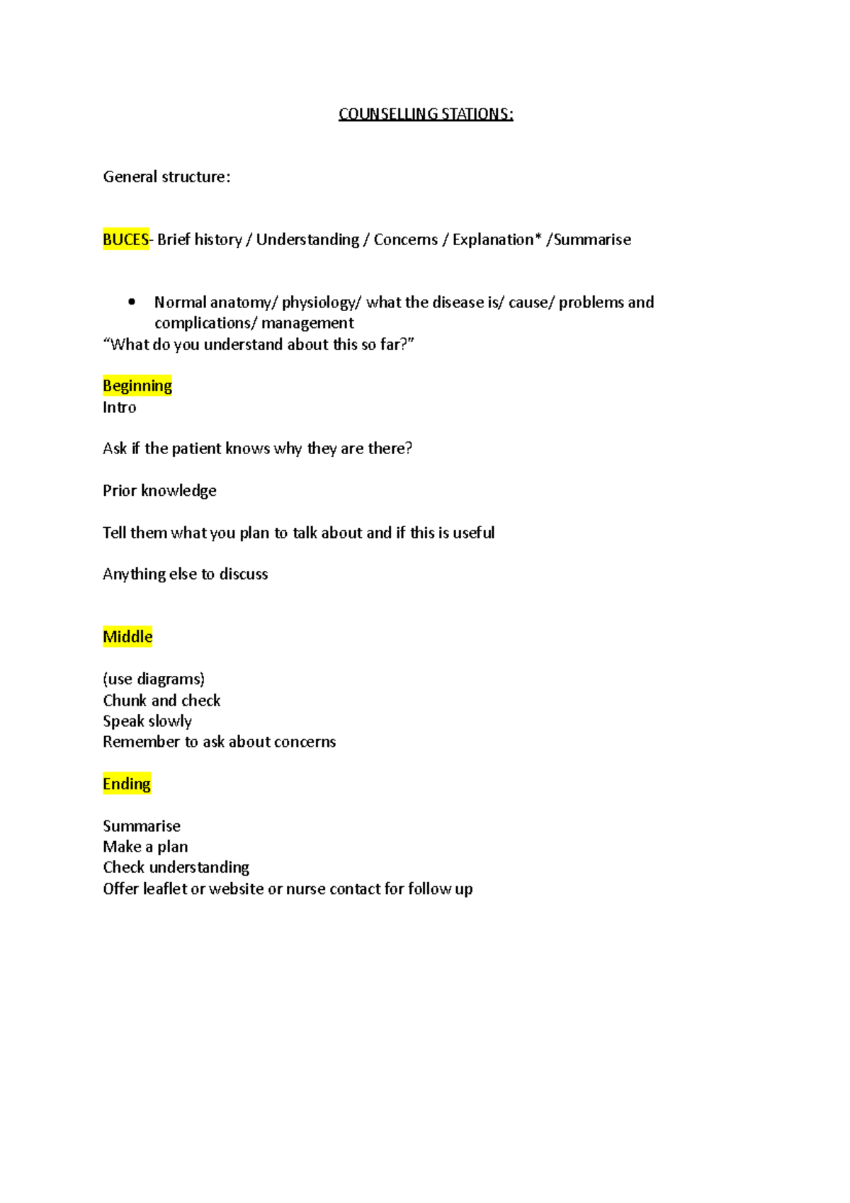 Counselling stations - COUNSELLING STATIONS: General structure: BUCES ...