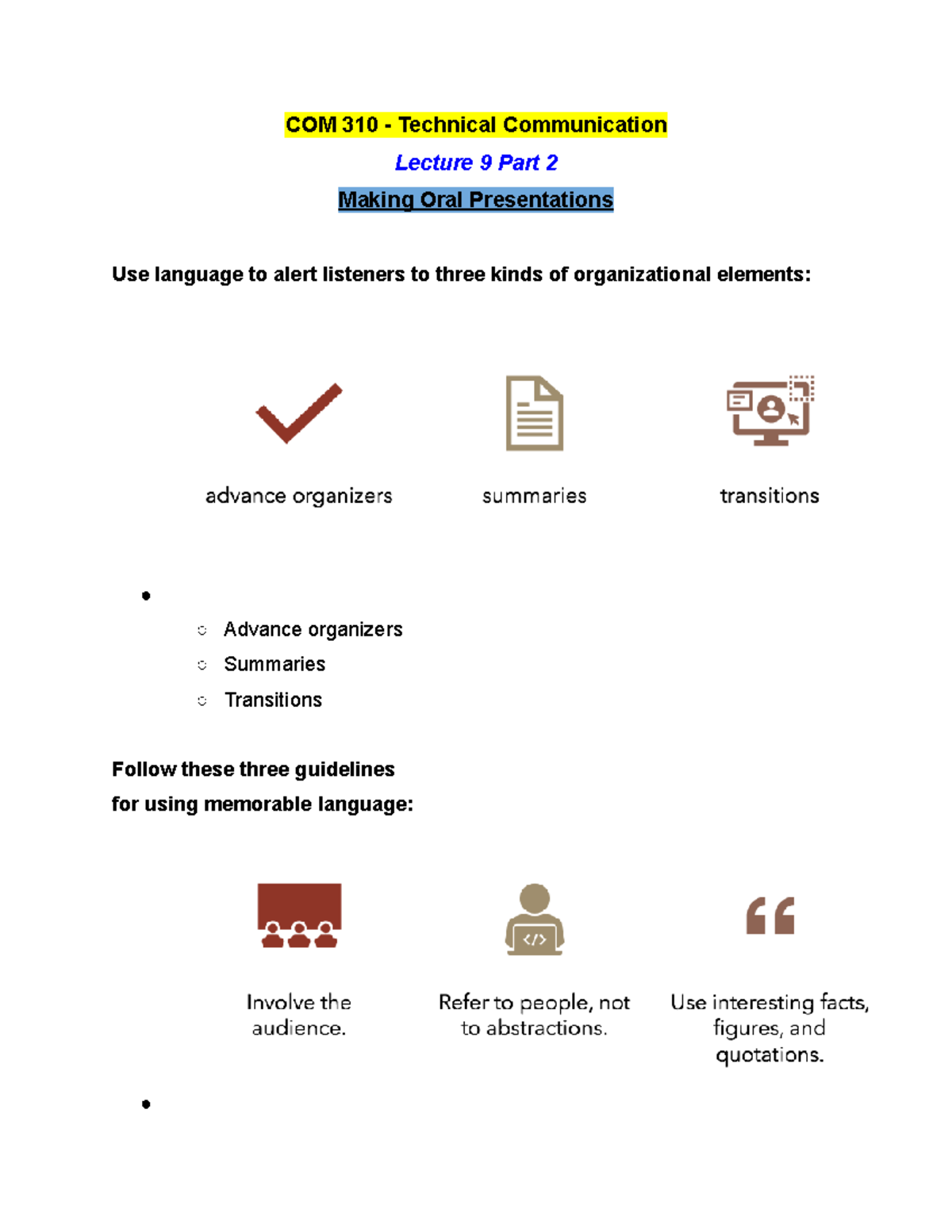 COM 310 Lecture 9 Part 2 - Spring 2020 - COM 310 - Technical Communication Lecture 9 Part 2 ...