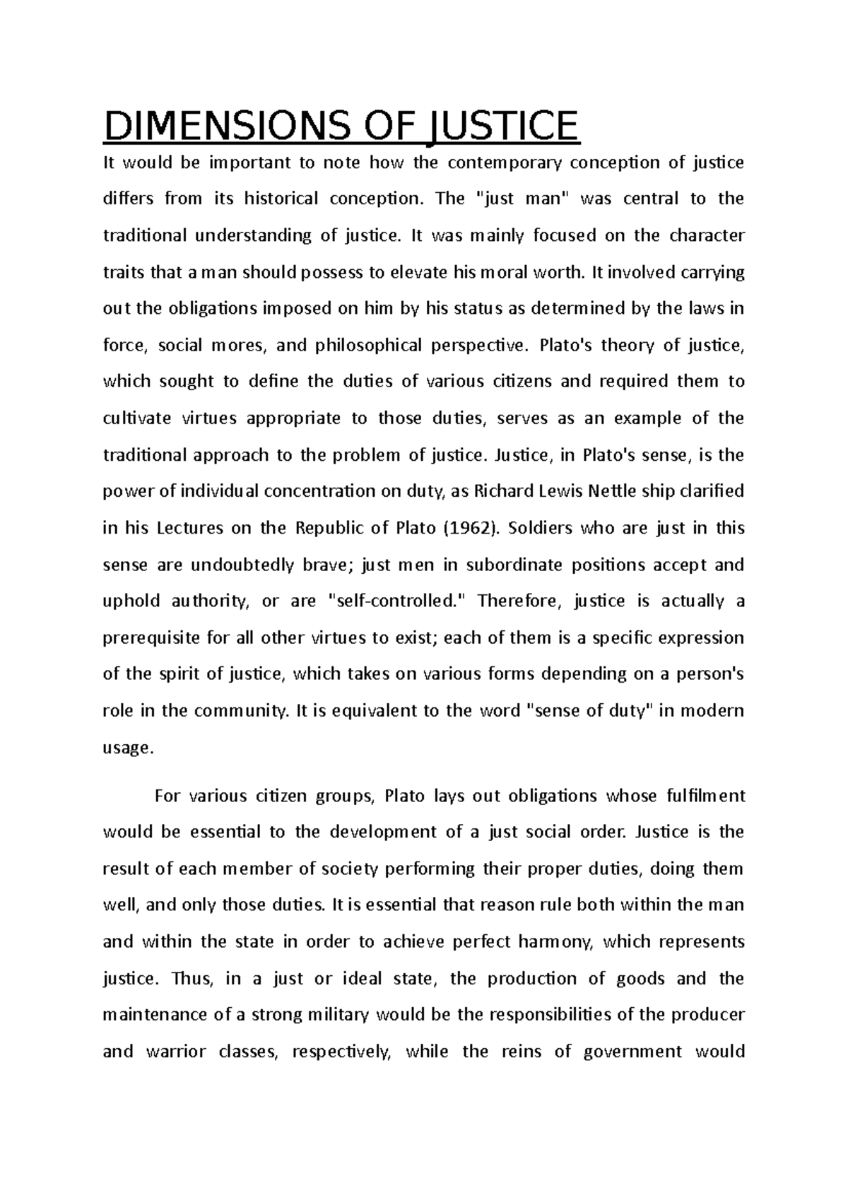 Dimensions OF Justice - DIMENSIONS OF JUSTICE It would be important to ...