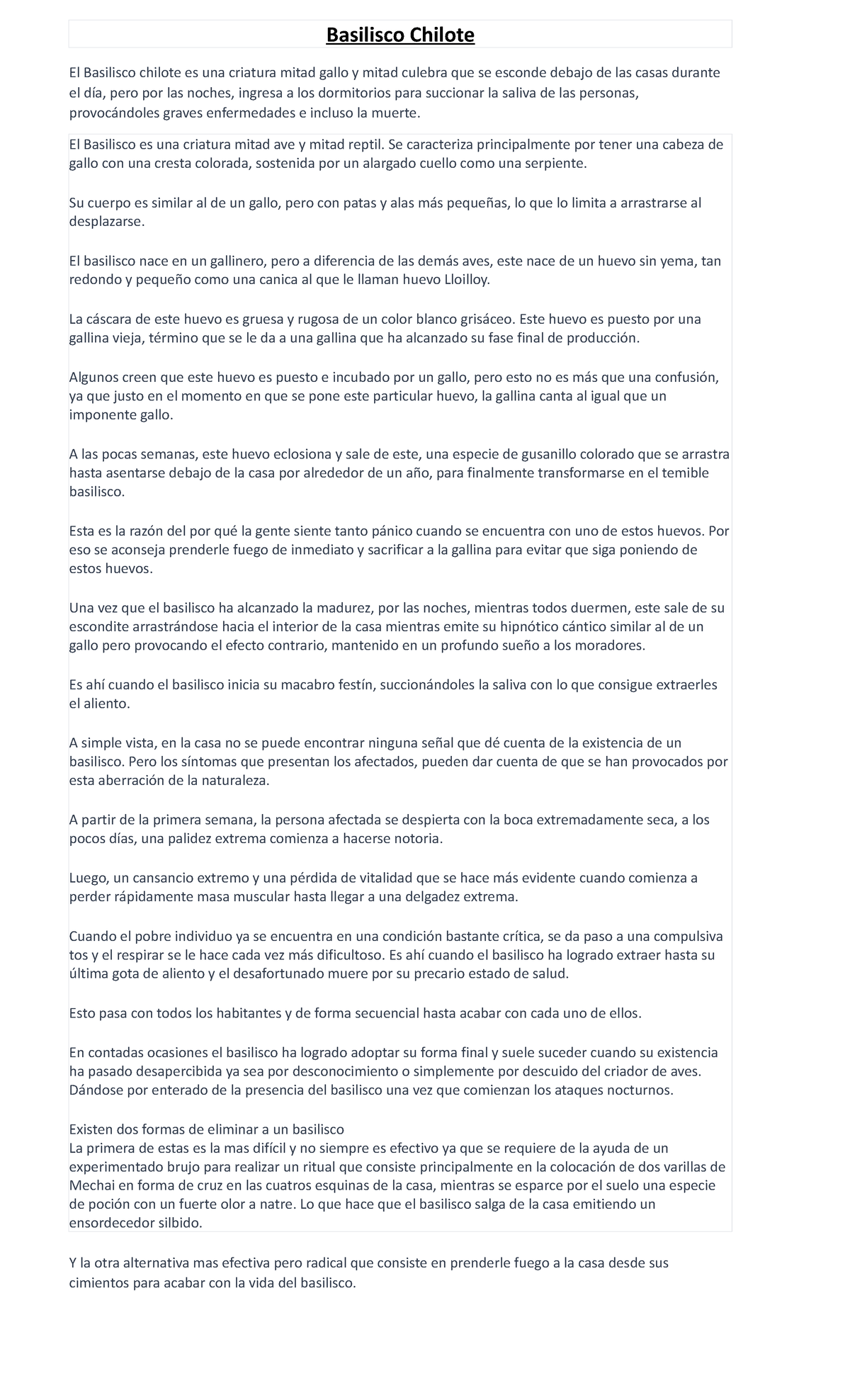 31.-Basilisco Chilote - Basilisco Chilote El Basilisco chilote es una ...