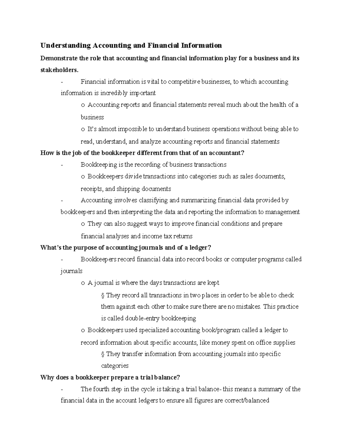 Accounting Notes PT 1 - Understanding Accounting and Financial ...
