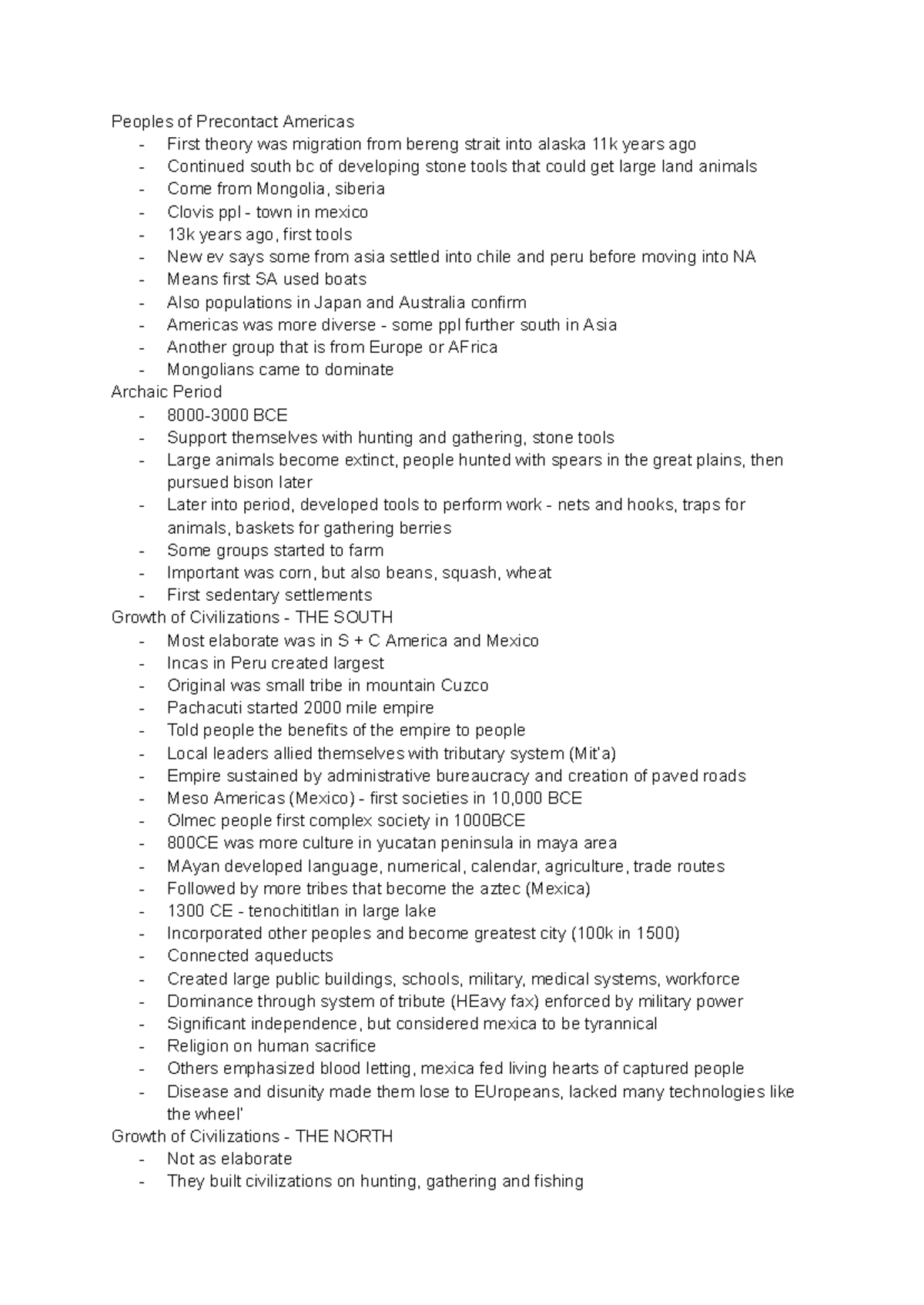 Part 1 textbook Notes US History - Peoples of Precontact Americas ...