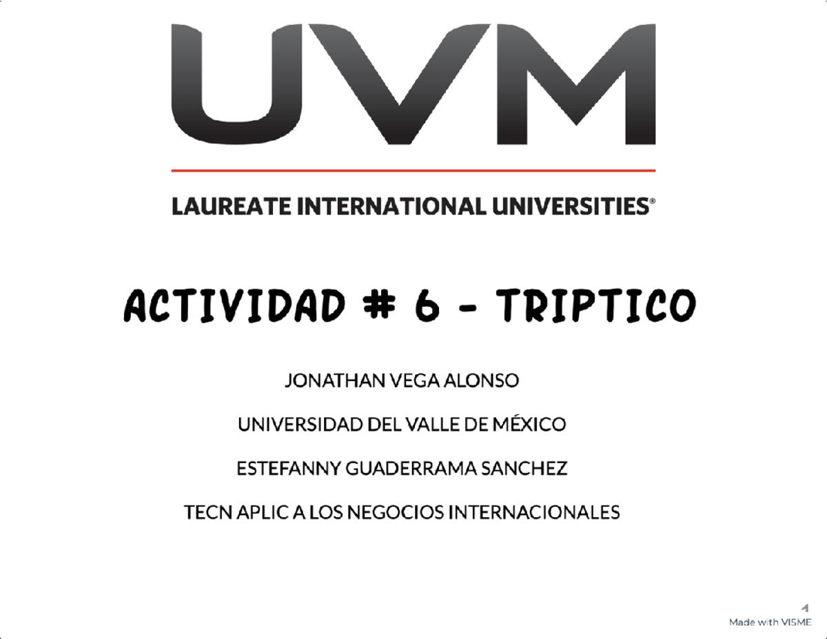 Triptico - te ayudara en el tema de merca - UVM LAUREATE INTERNATIONAL UNIVERSITIES R ACTIVIDAD ...
