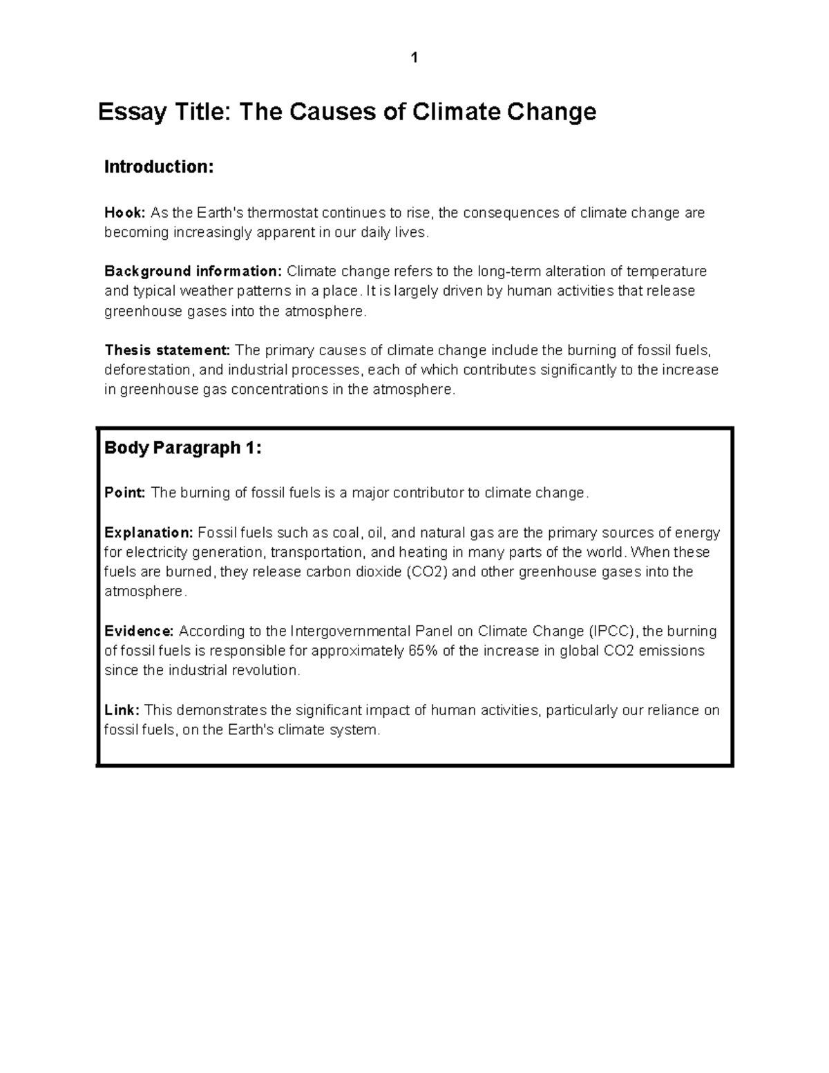 the causes of climate change - 1 Essay Title: The Causes of Climate ...