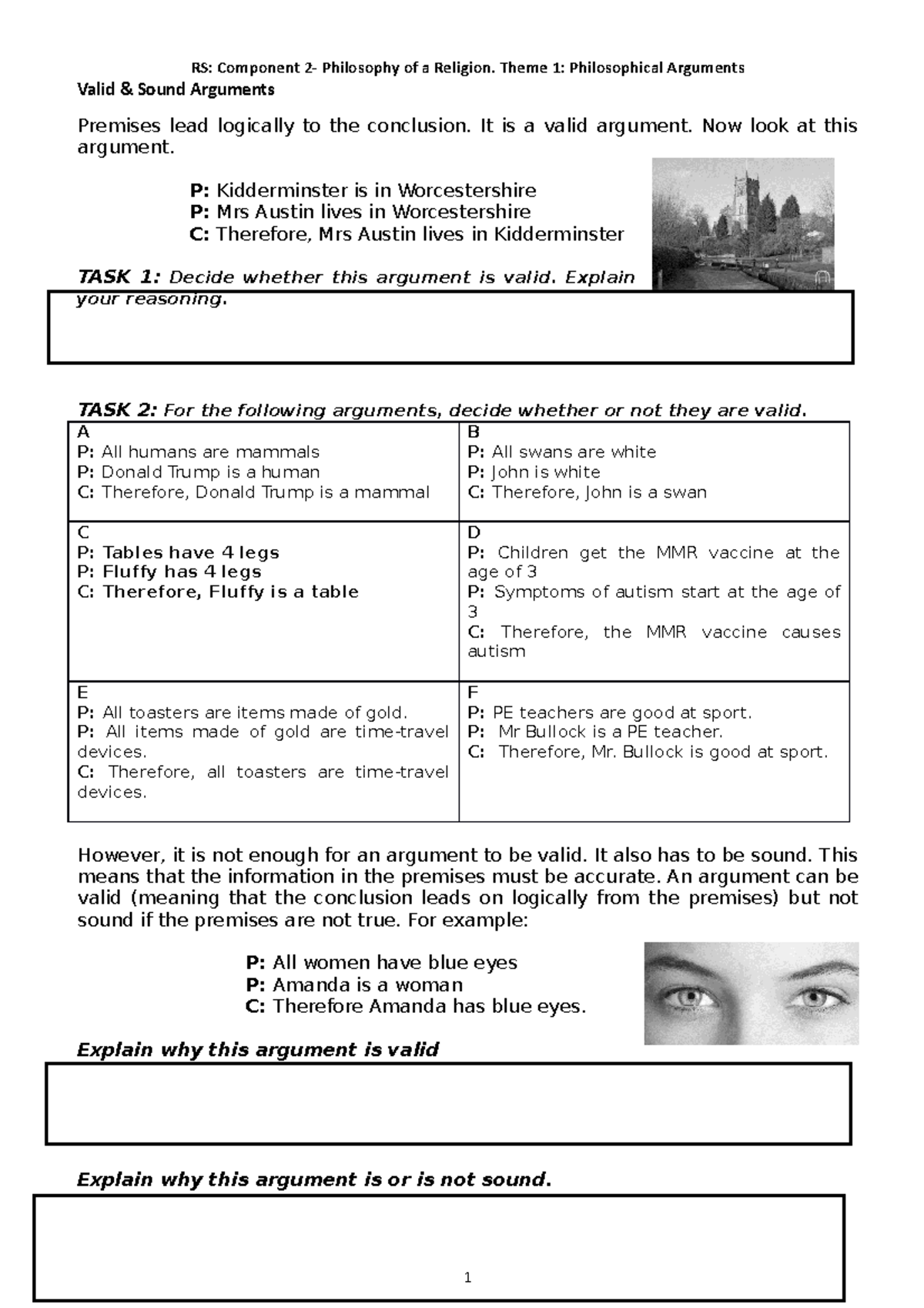1. Theme 1 Intro to Philosophical Arguments- Valid - Sound - Valid ...