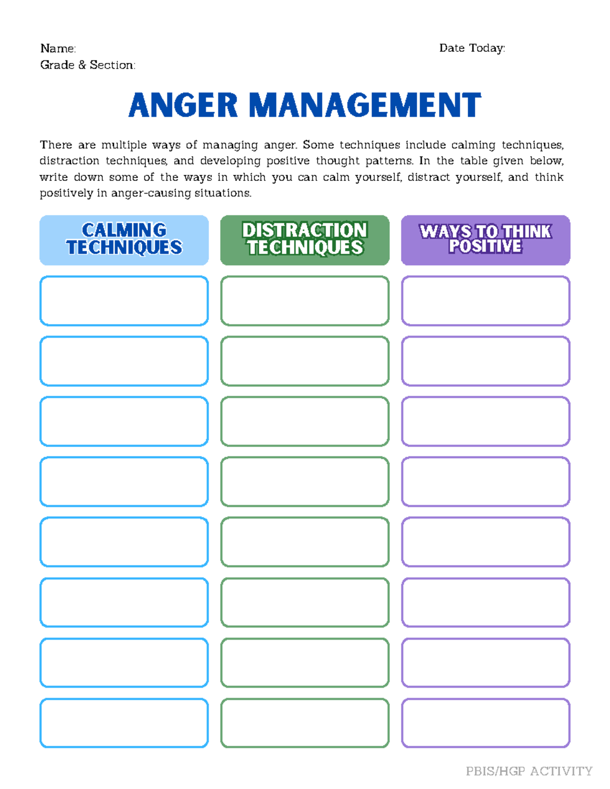 Anger-Management-Activity - Anger Management Name: Grade & Section ...