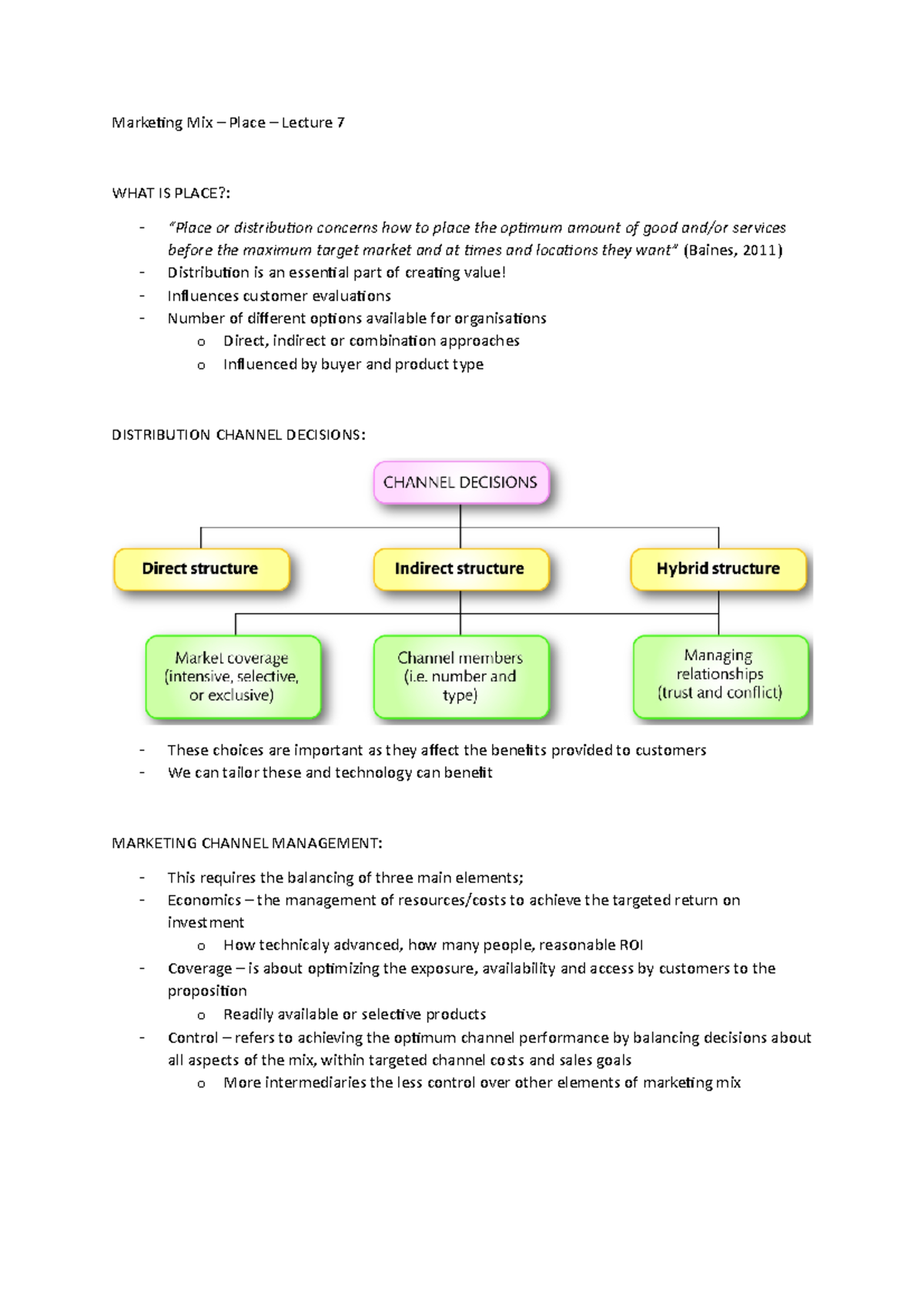7. Marketing Mix - Place - Marketing Mix – Place – Lecture 7 WHAT IS ...