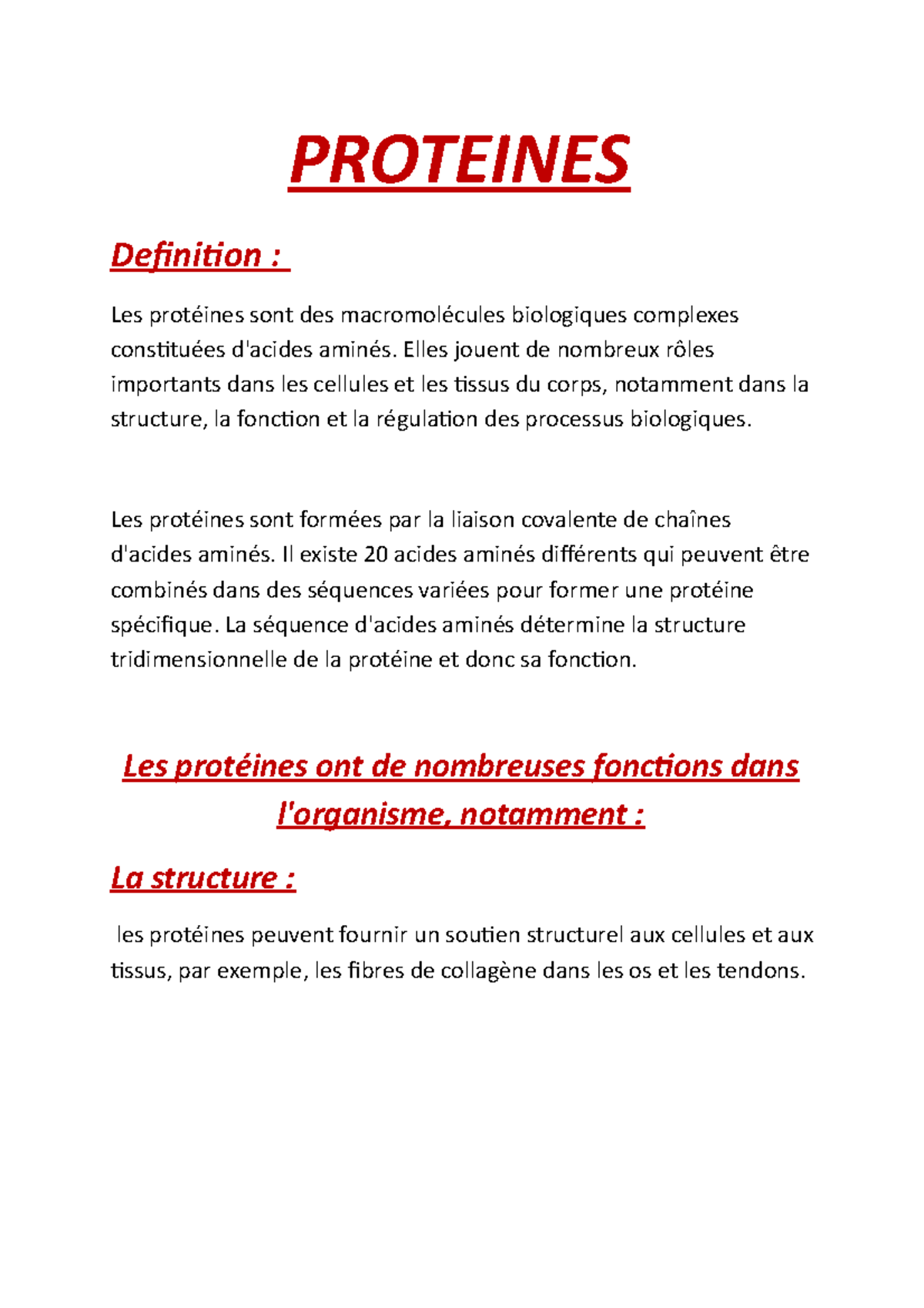 Proteines - PROTEINES Definition : Les protéines sont des ...