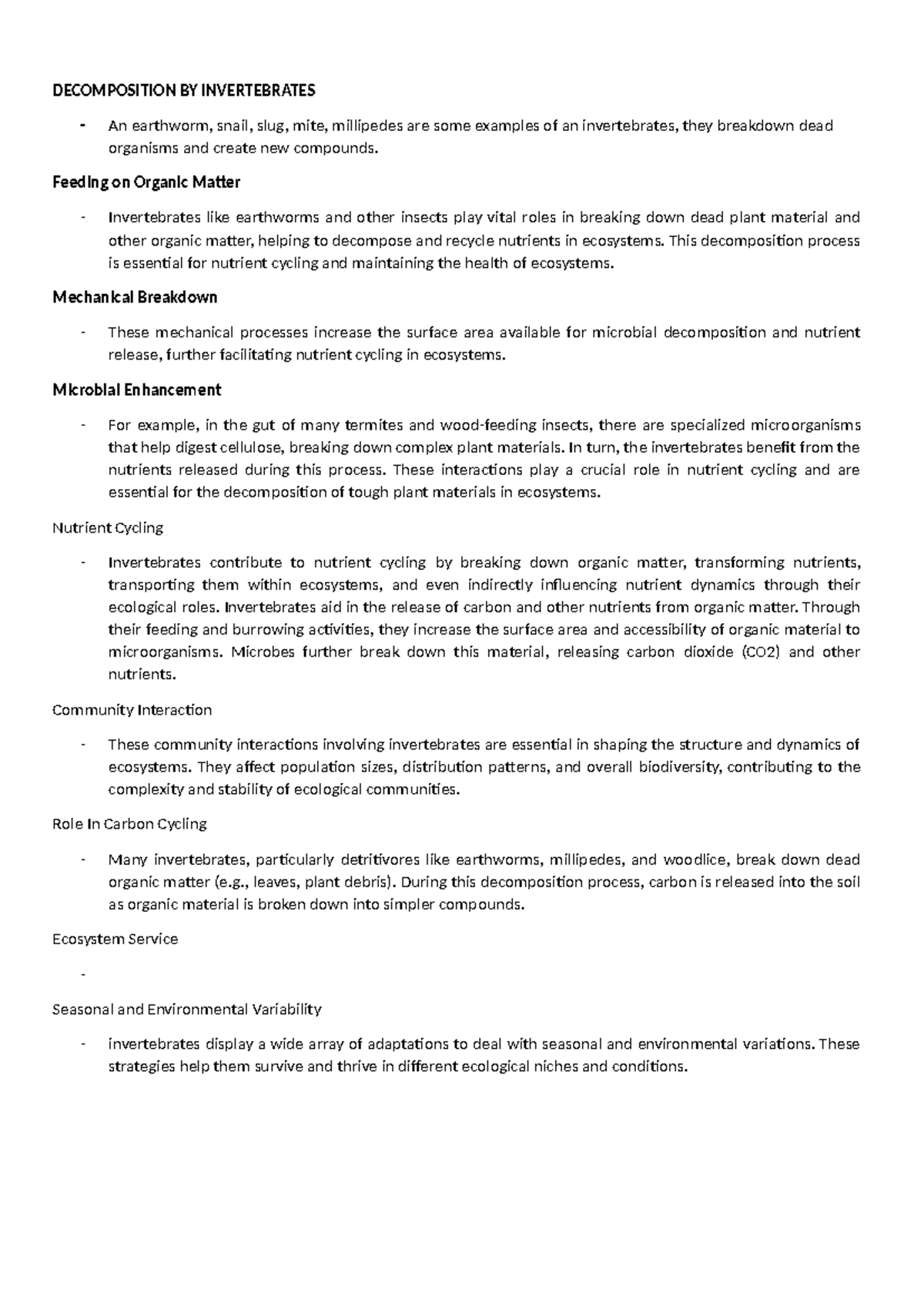 Ge elec report - thats all - DECOMPOSITION BY INVERTEBRATES An ...