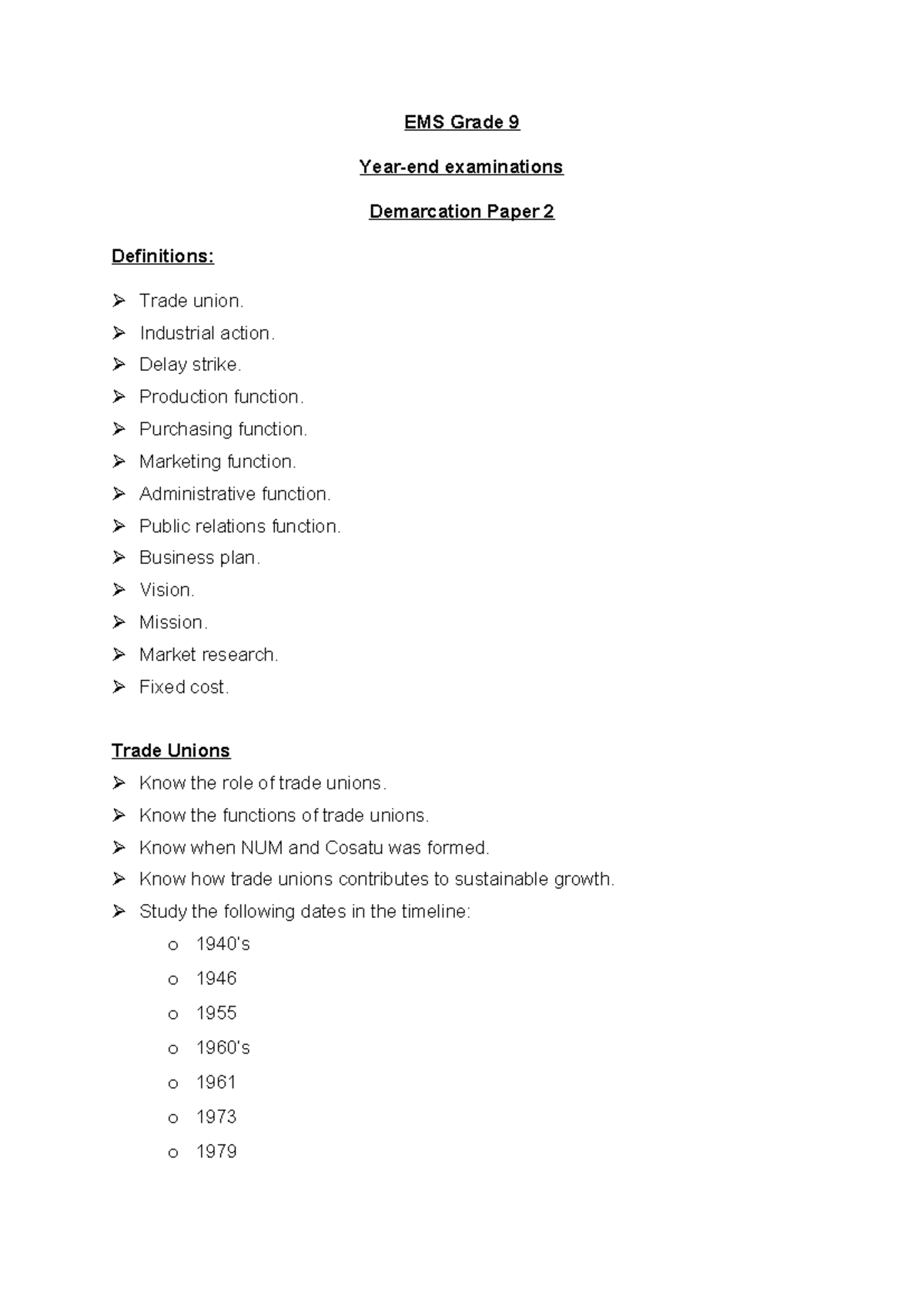 EMS Demarcation - Lo debriefing - EMS Grade 9 Year-end examinations ...