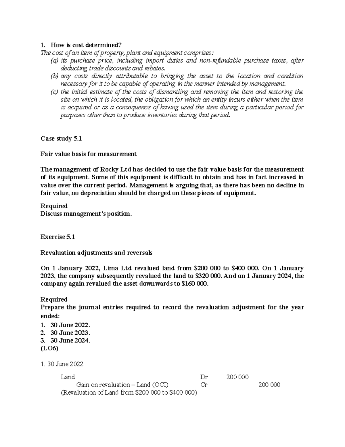 Tutorial Questions Assets n revaluation W4 - How is cost determined ...