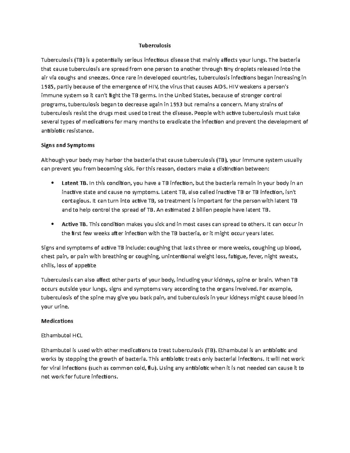 Tuberculosis - LECTURE - Tuberculosis Tuberculosis (TB) is a ...